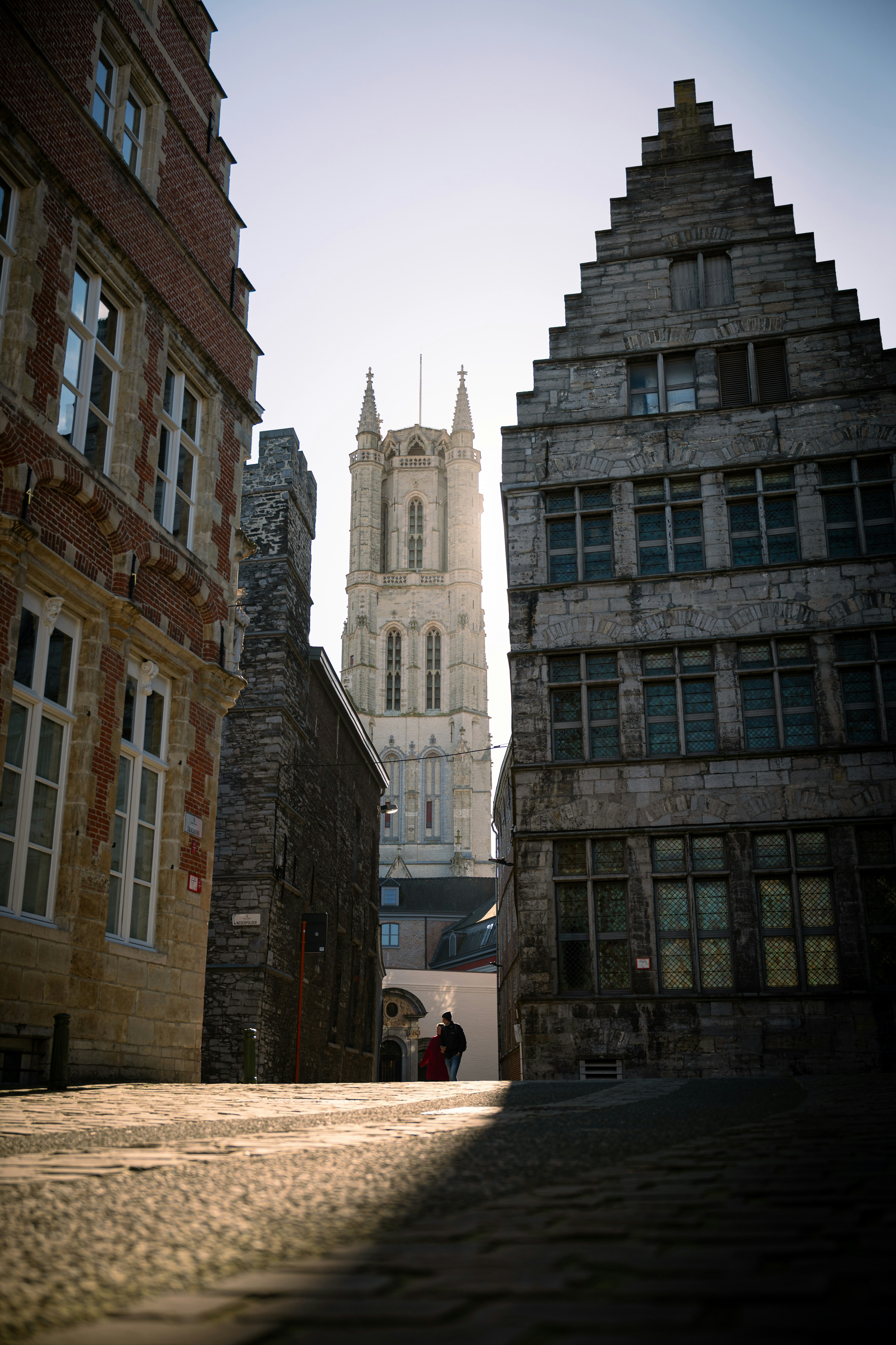 Gothic Cathedral Looms Over Narrow Medieval Street