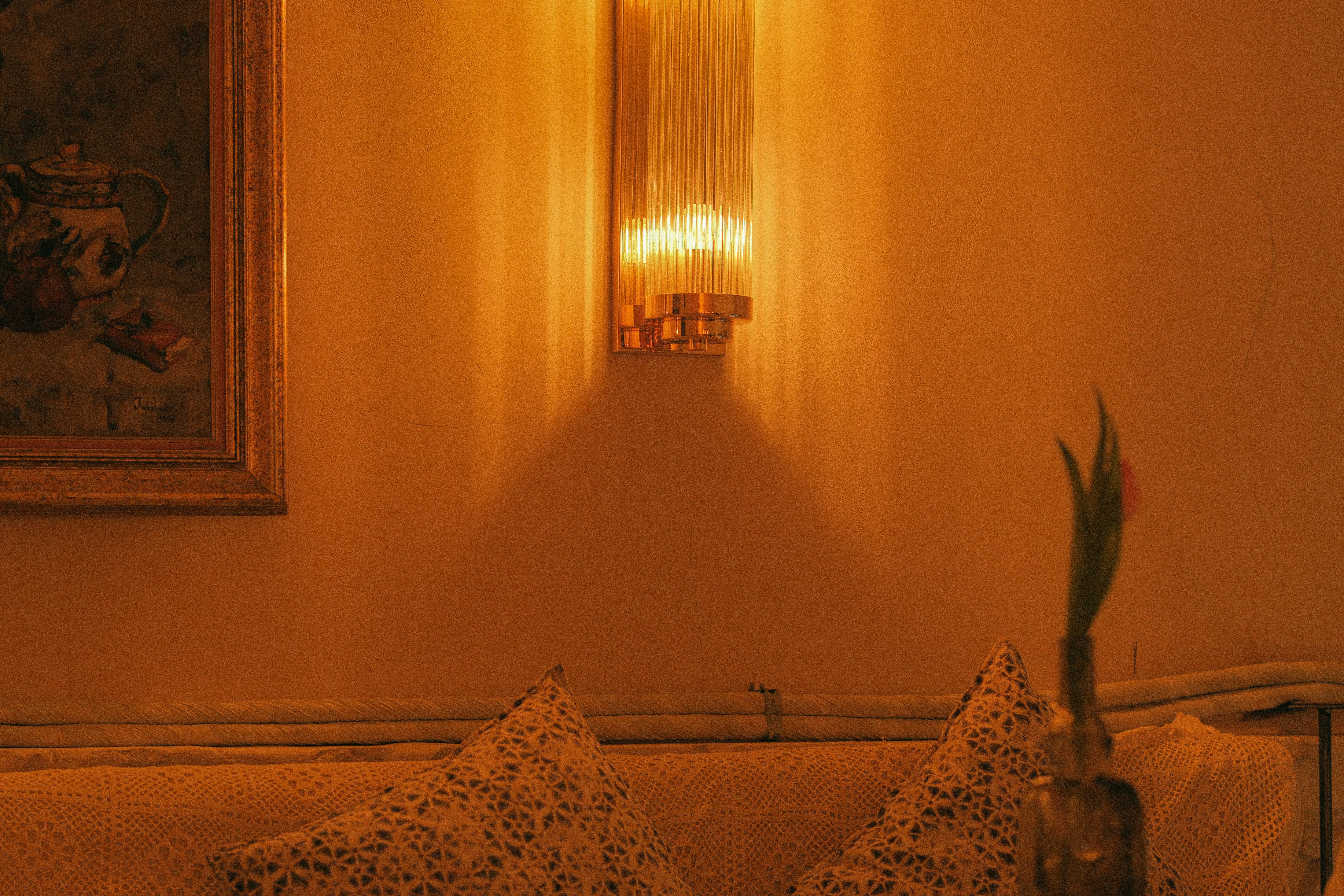Lamplight Over Velvet: Quiet Corner of a Cozy Room