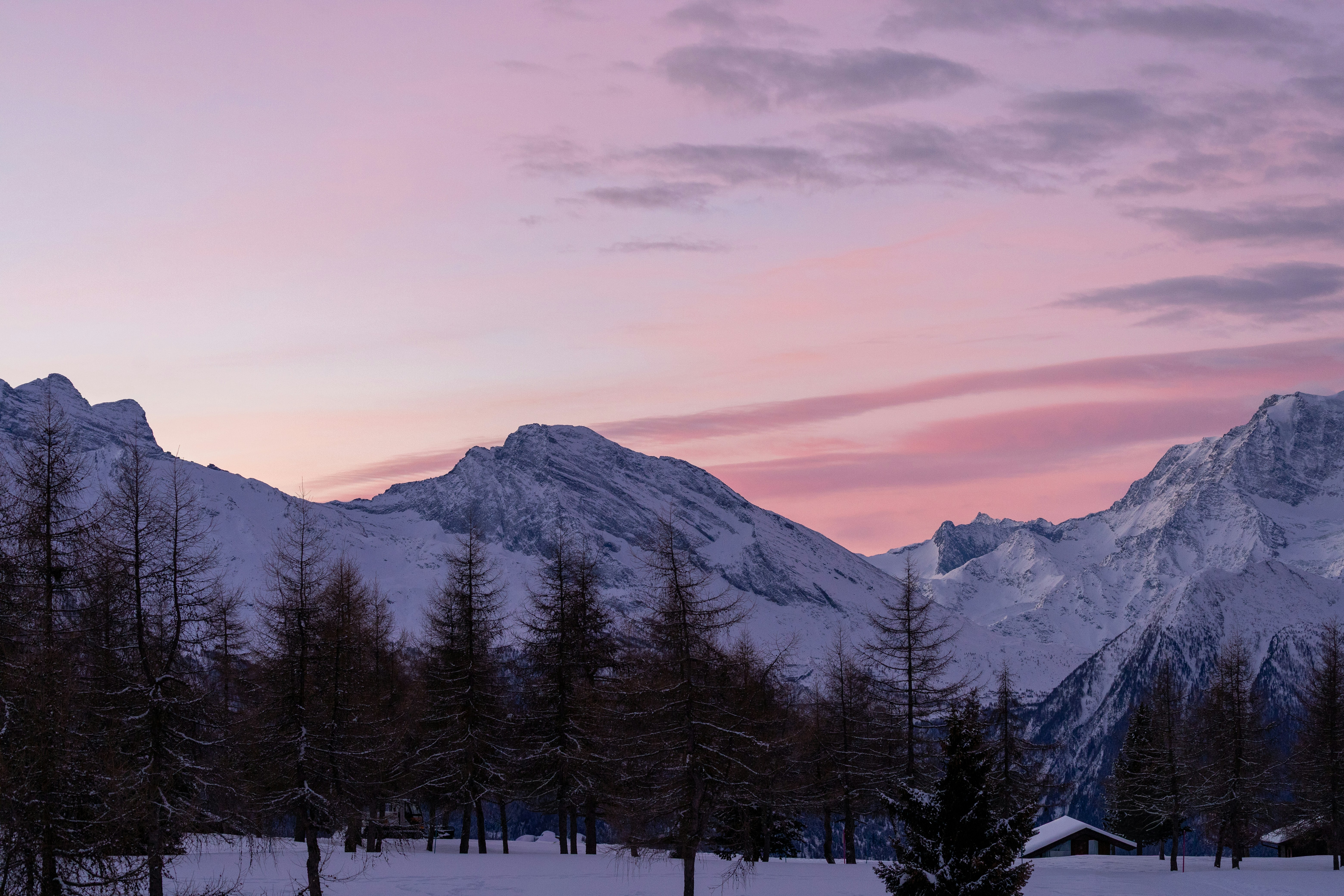 Dawn Quiet on the Snow-Blanketed Range