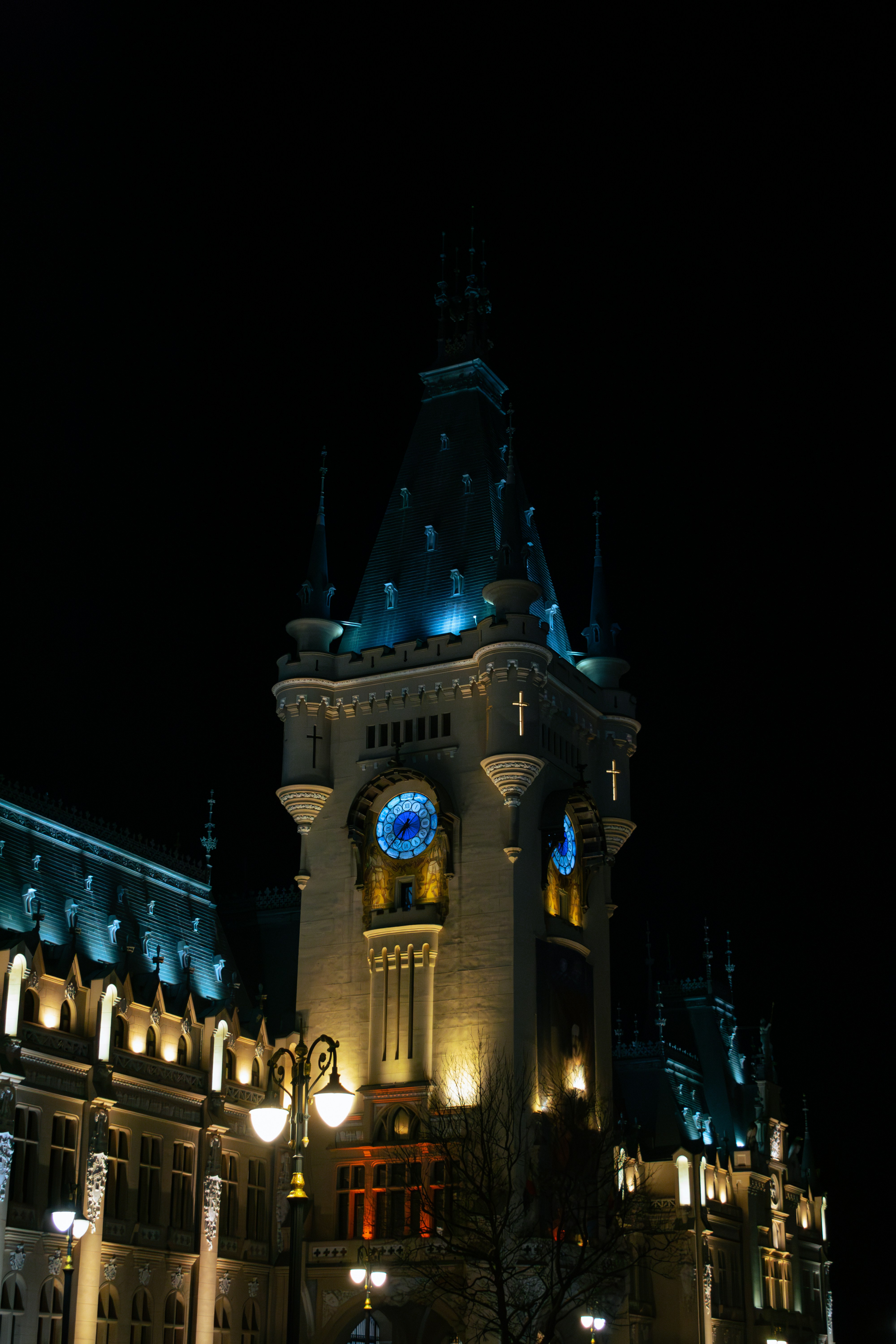 Midnight Cathedral: Moonlit Turrets and Glowing Orbs