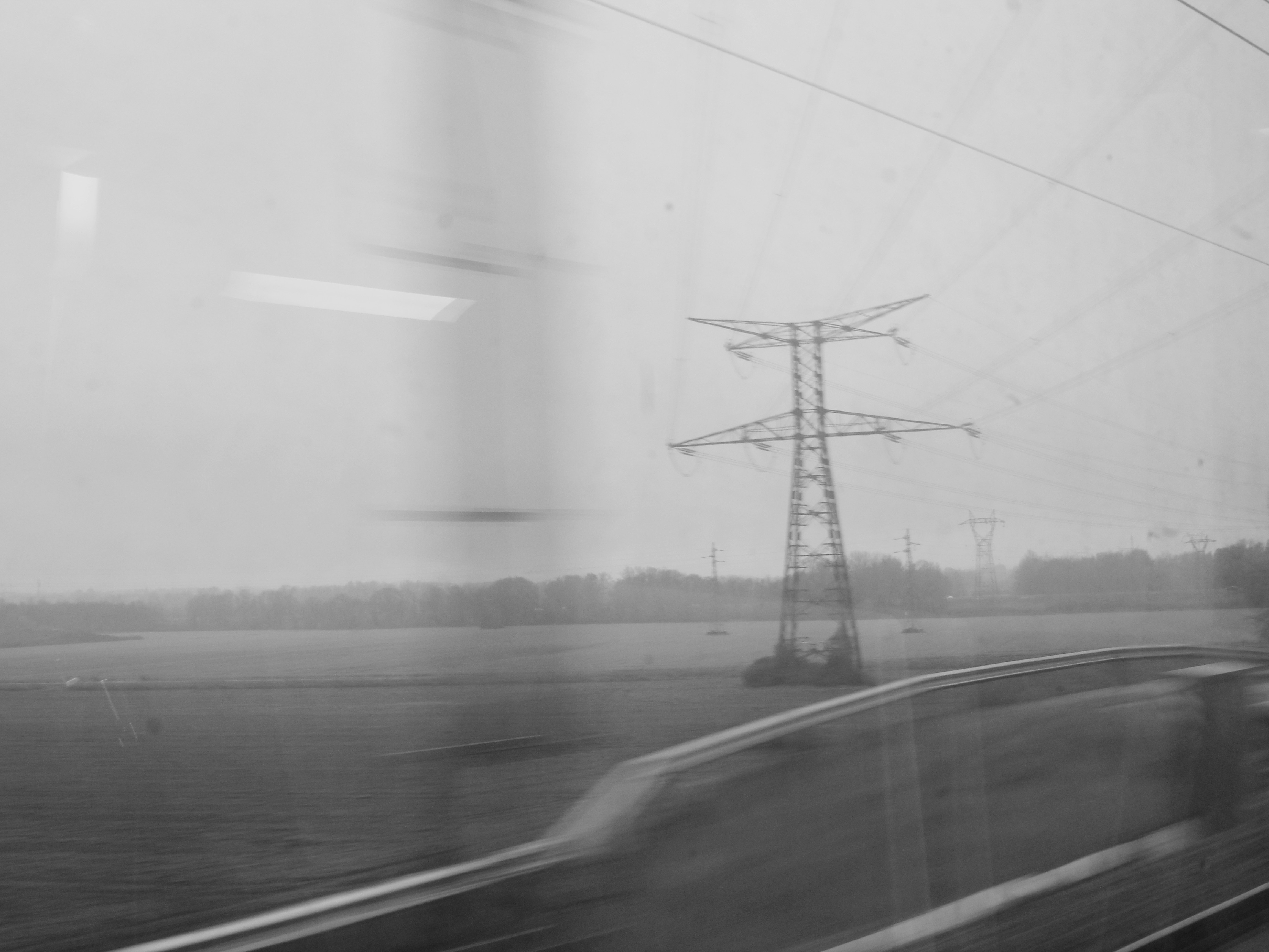 Power Lines Through a Blurred Window