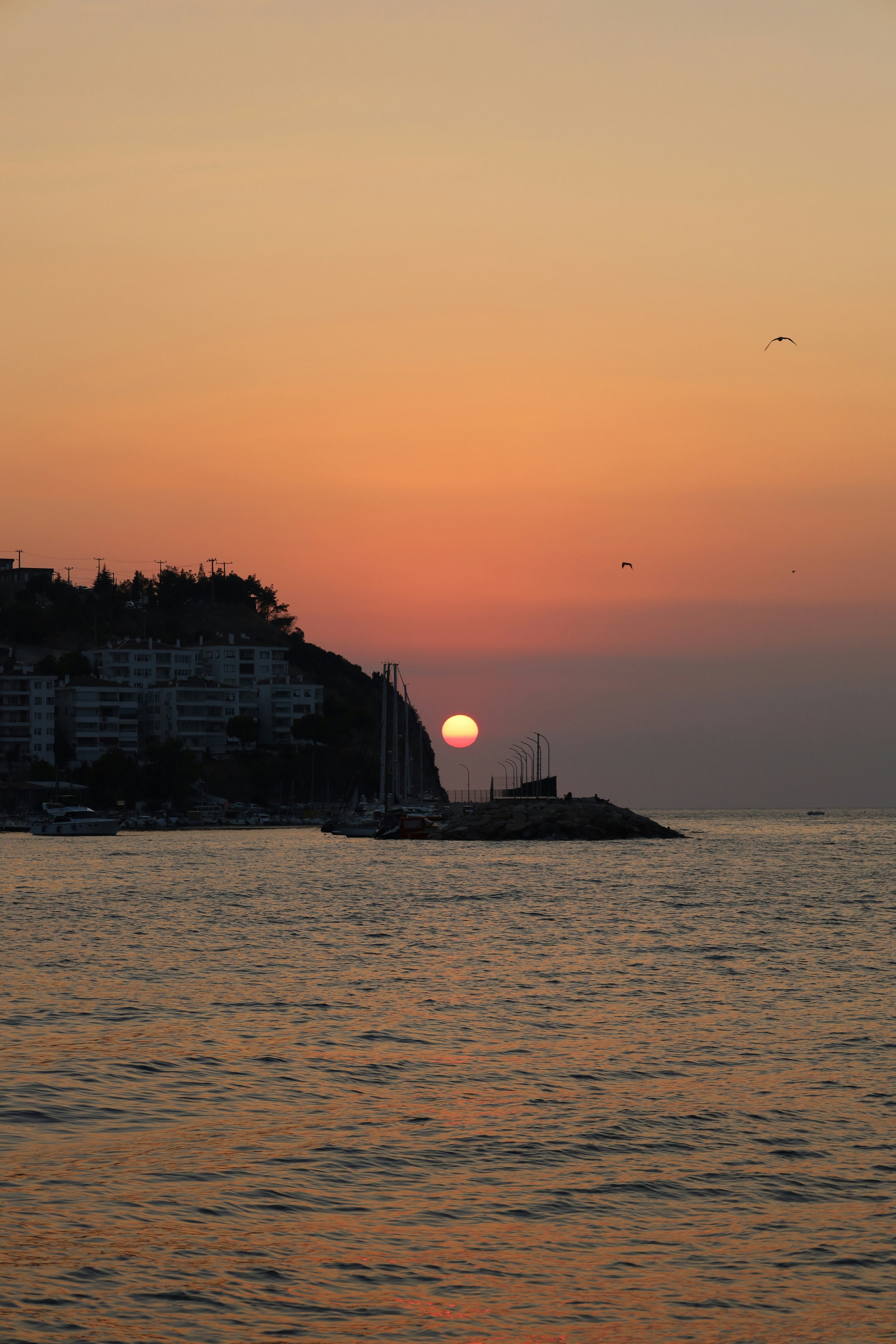 Sunset Anchorage: The Quiet Silhouette of a Coastal Town