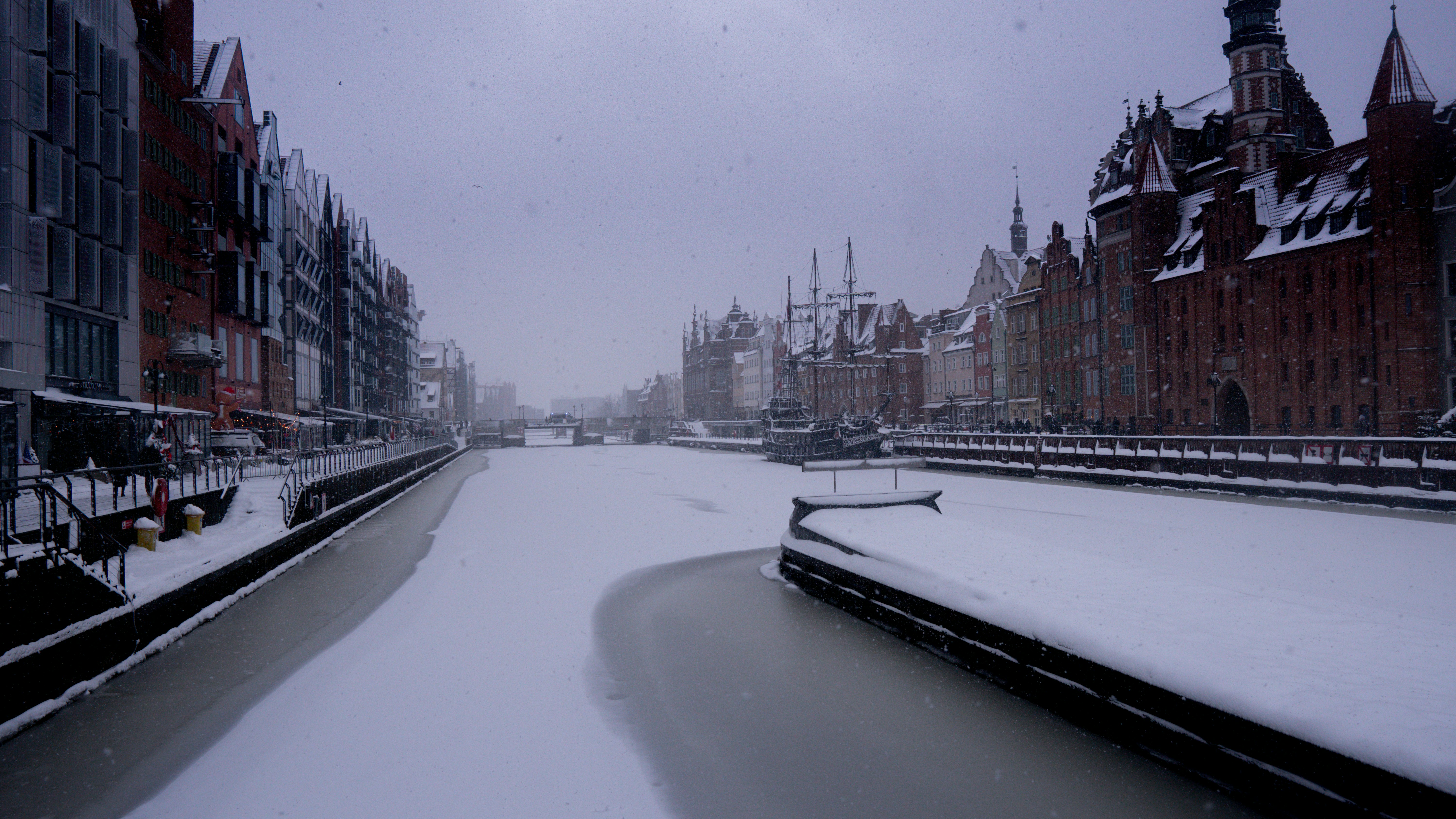 Snowbound Canals: A Quiet Amsterdam-esque Morning in Monochrome