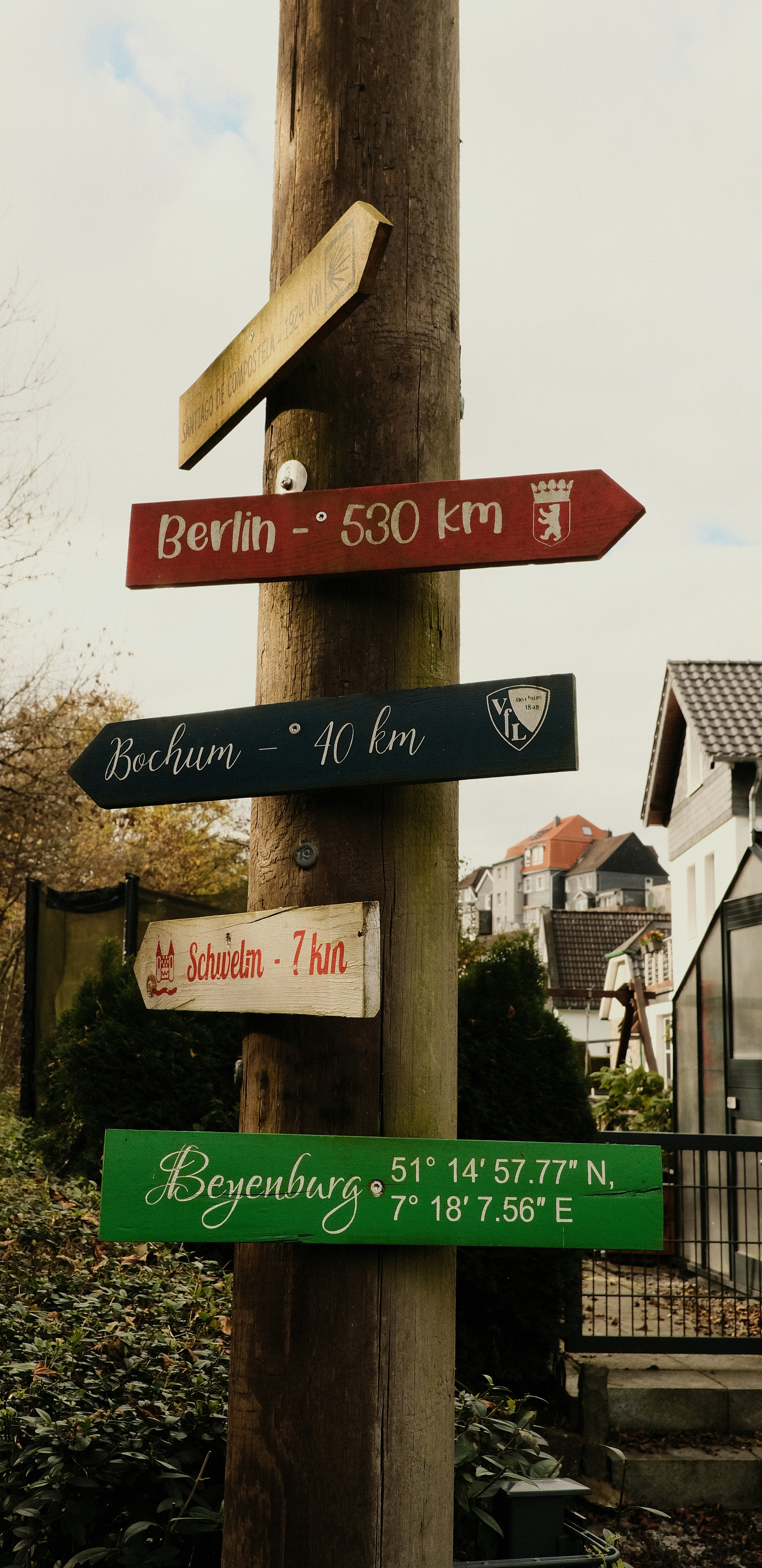 Signpost Mosaic: A Village Path Through Multicolored Directions