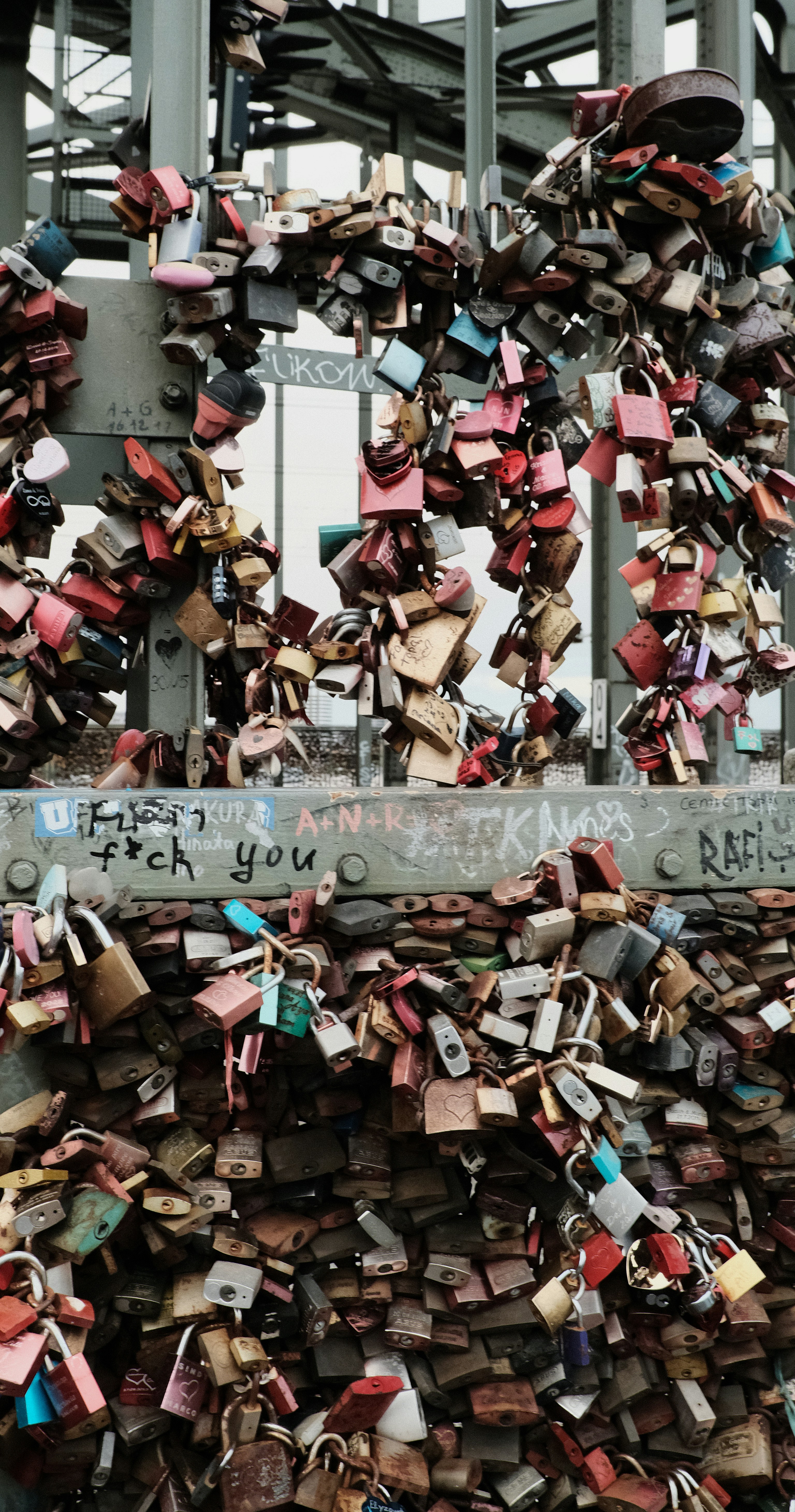 Padlocks and Promises: A Bridge of Locks Full of Color and Graffiti