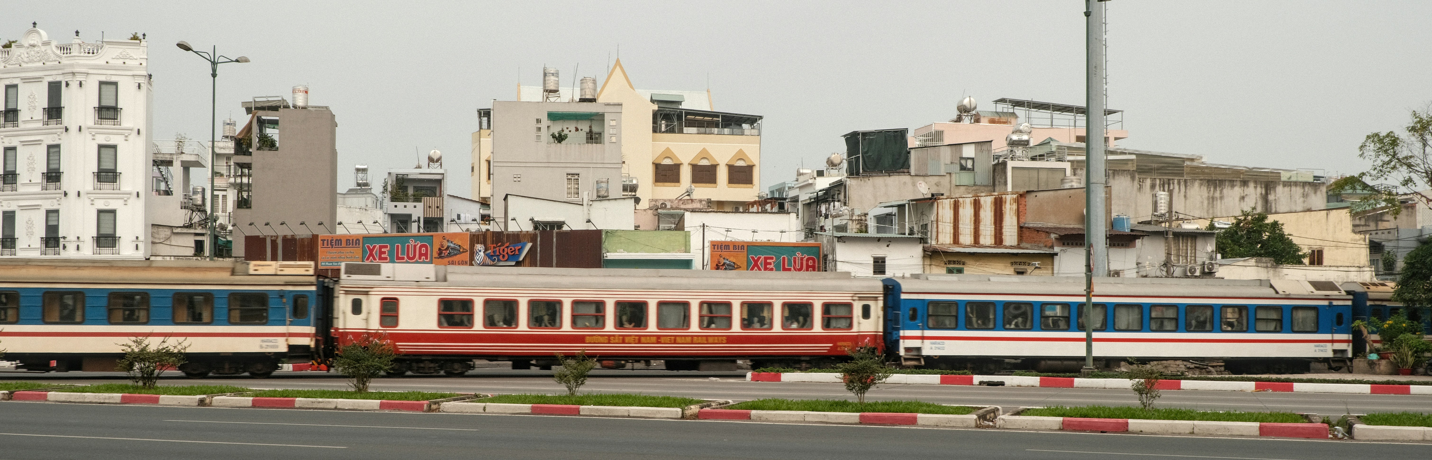 Railway Heritage in Motion: A Red-Blue Train Parade