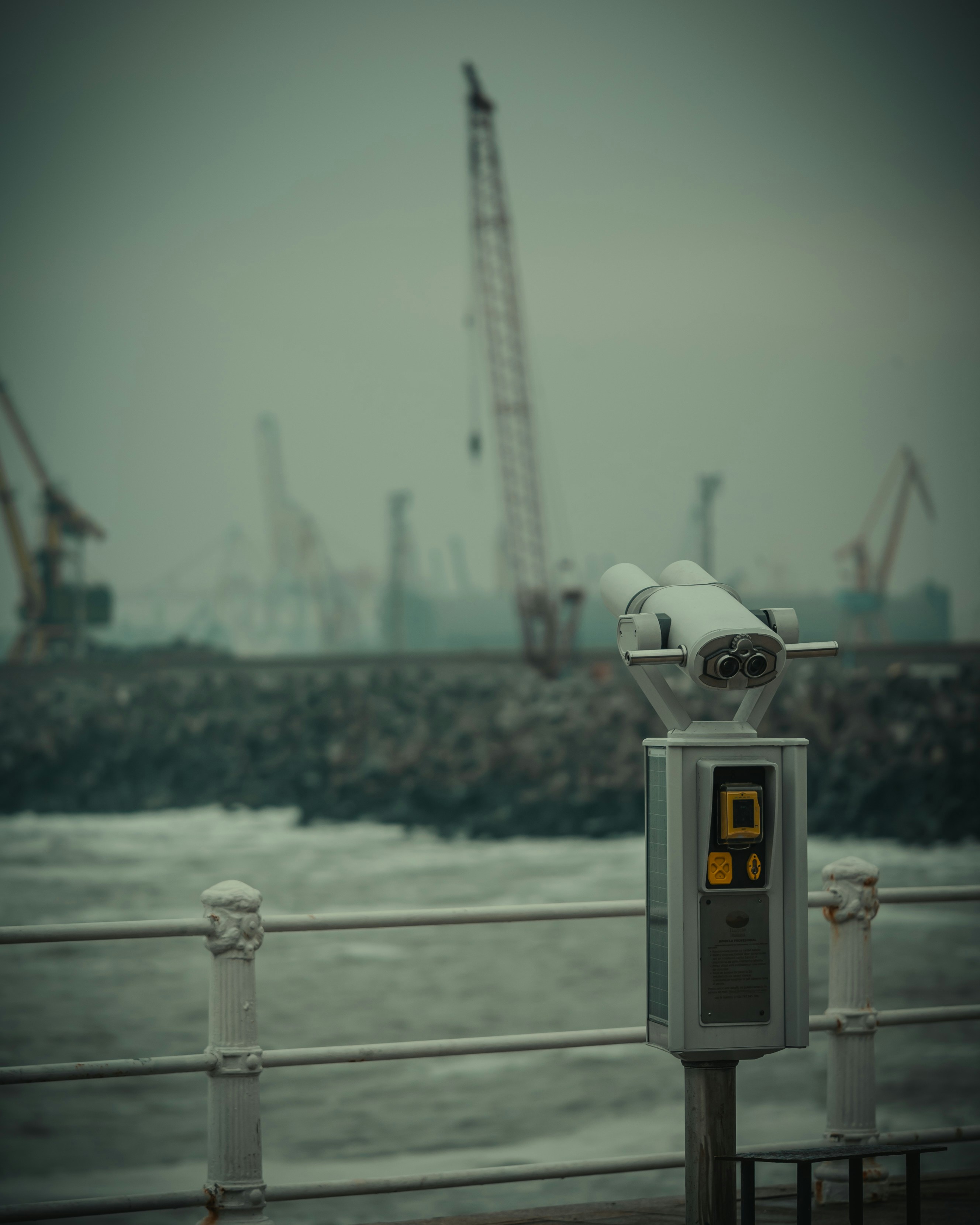 Coastal Lookout: A Hidden View Through the Binoculars at Dusk