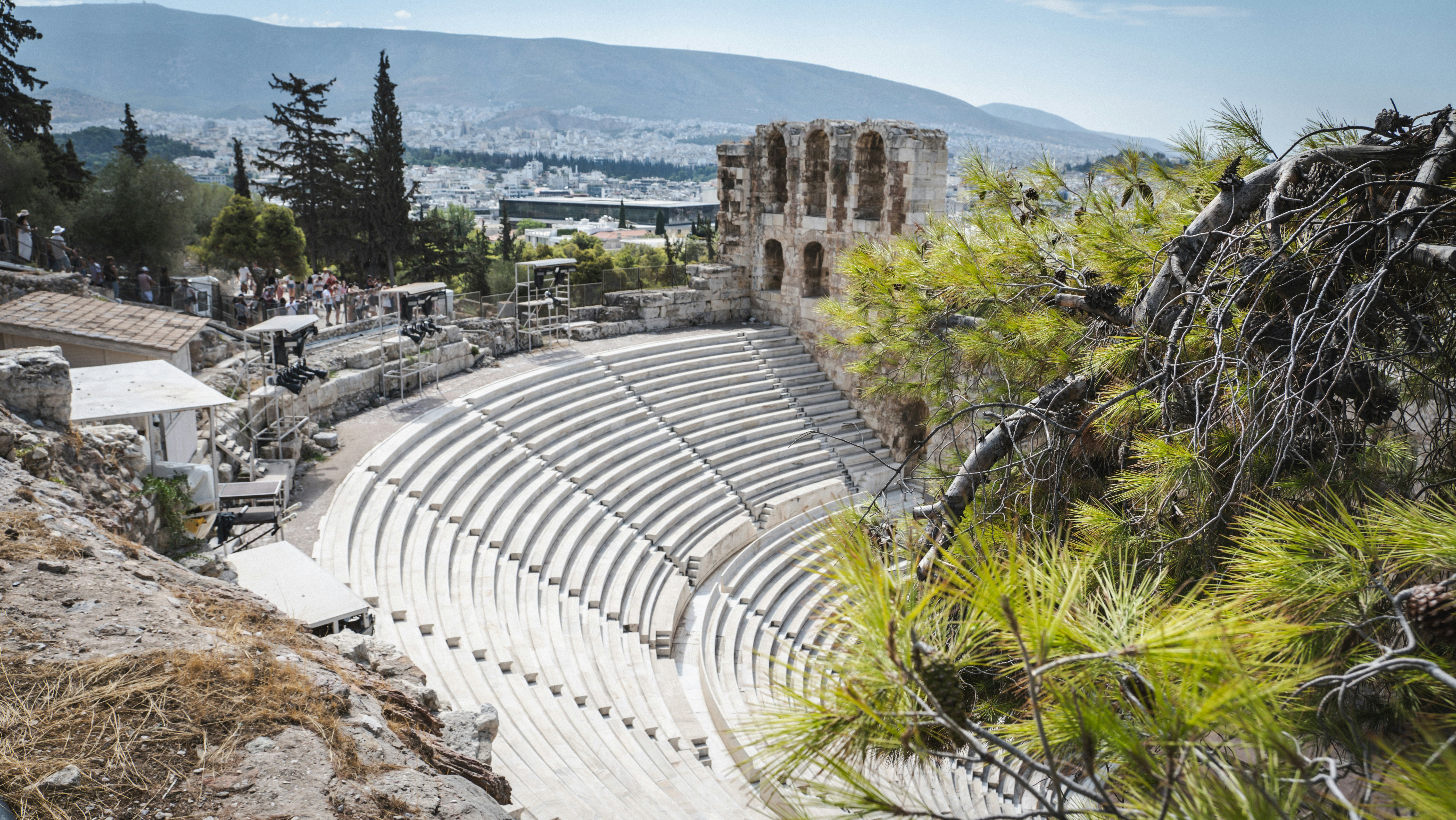 Stone Chorus: The Ancient Theater Embraced by Pine and Ruins
