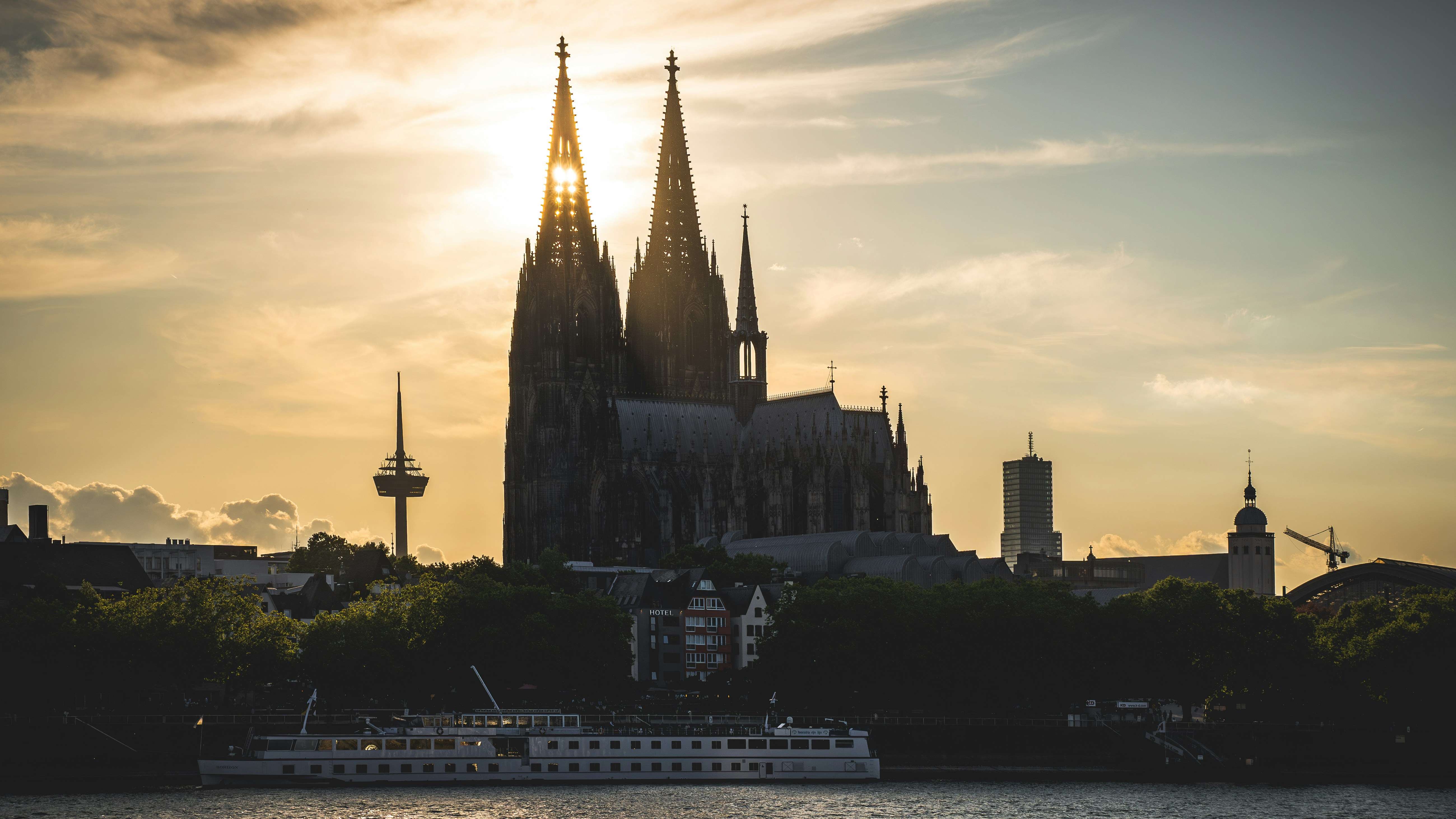 Gothic towers against a sunlit skyline