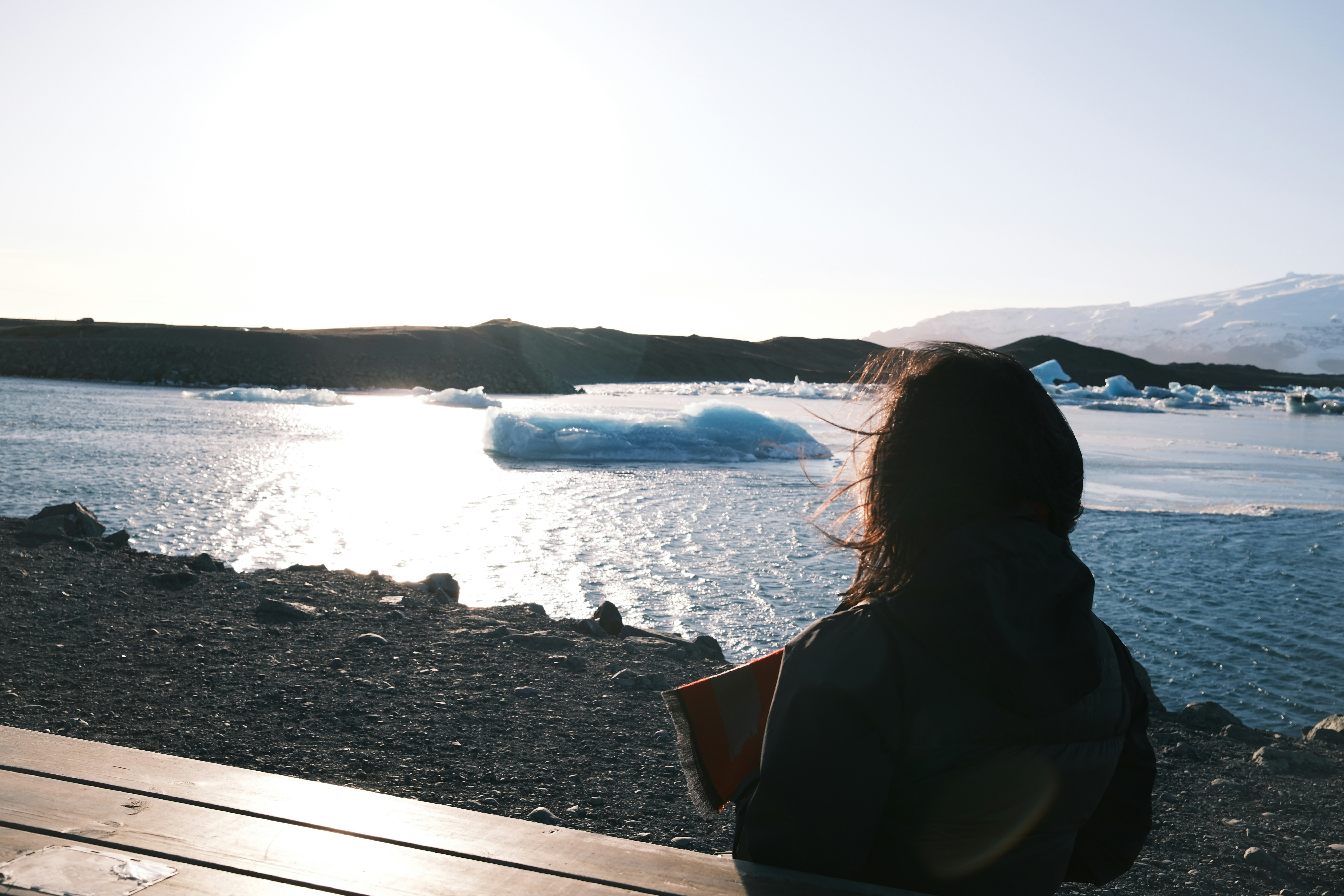 Shoreline Portrait: A Silhouette Against Glacial Light