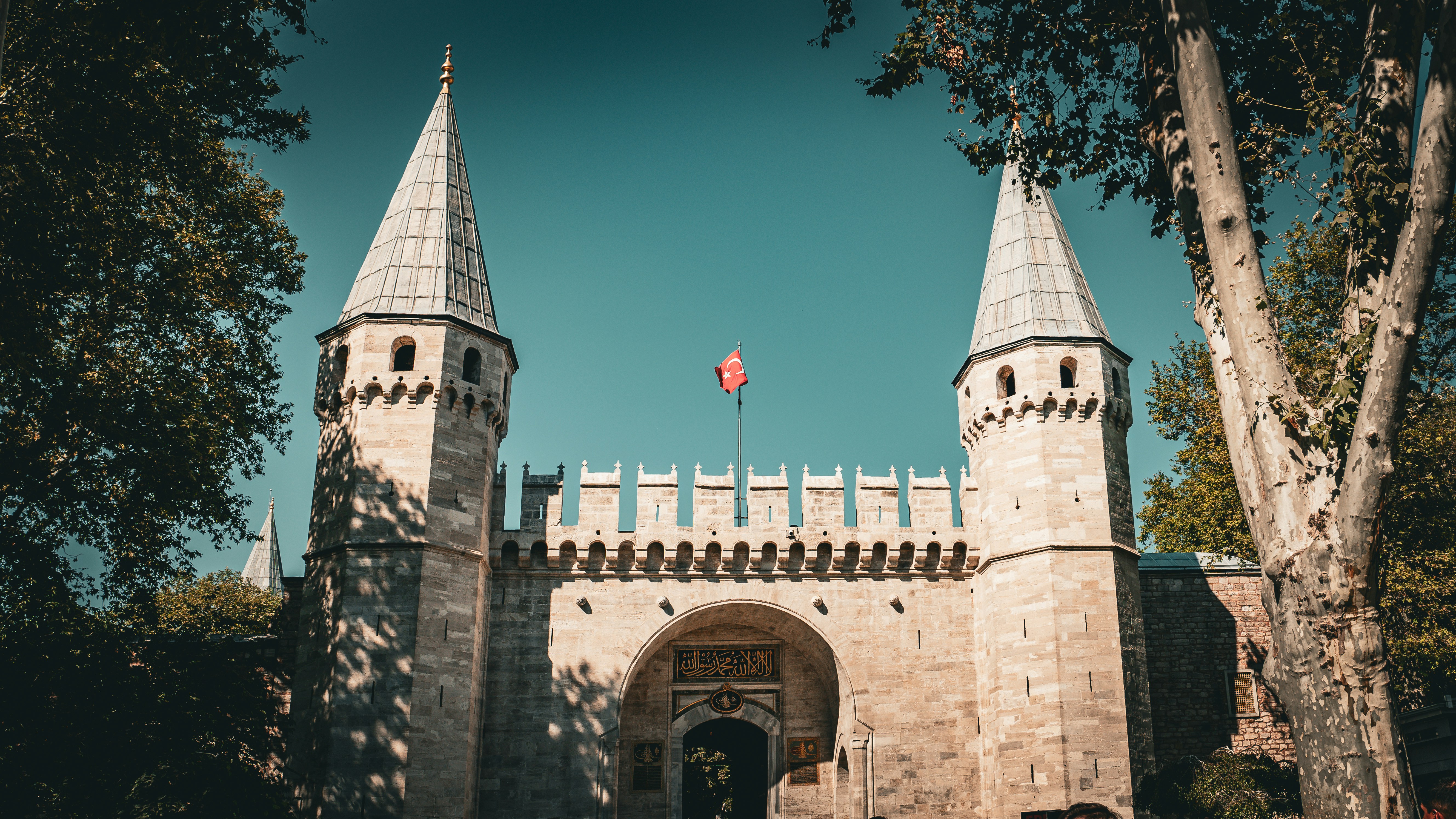 Castle Gate in Dappled Street Light