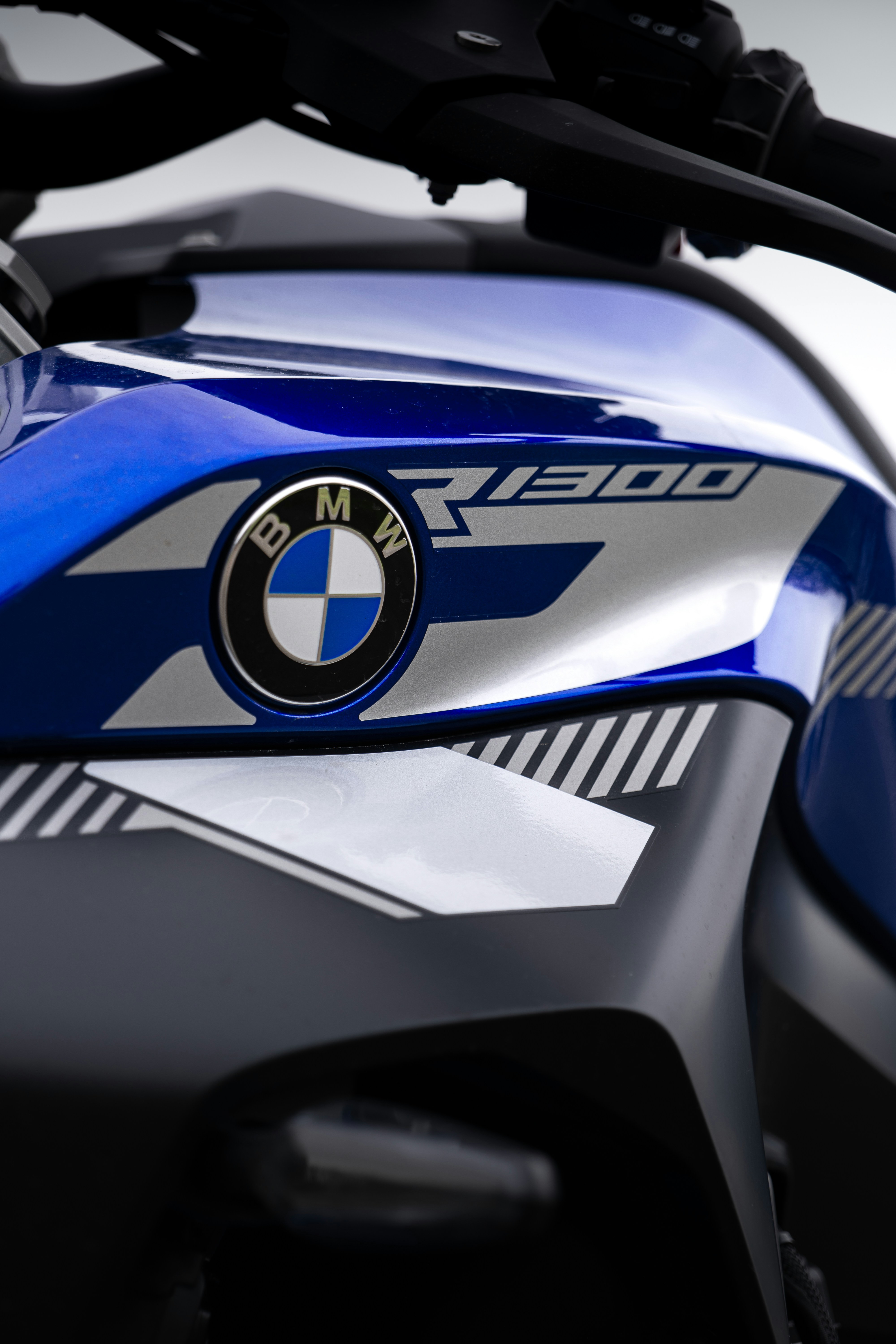 Blue BMW R 1300 Tank Emblem in Sharp Focus