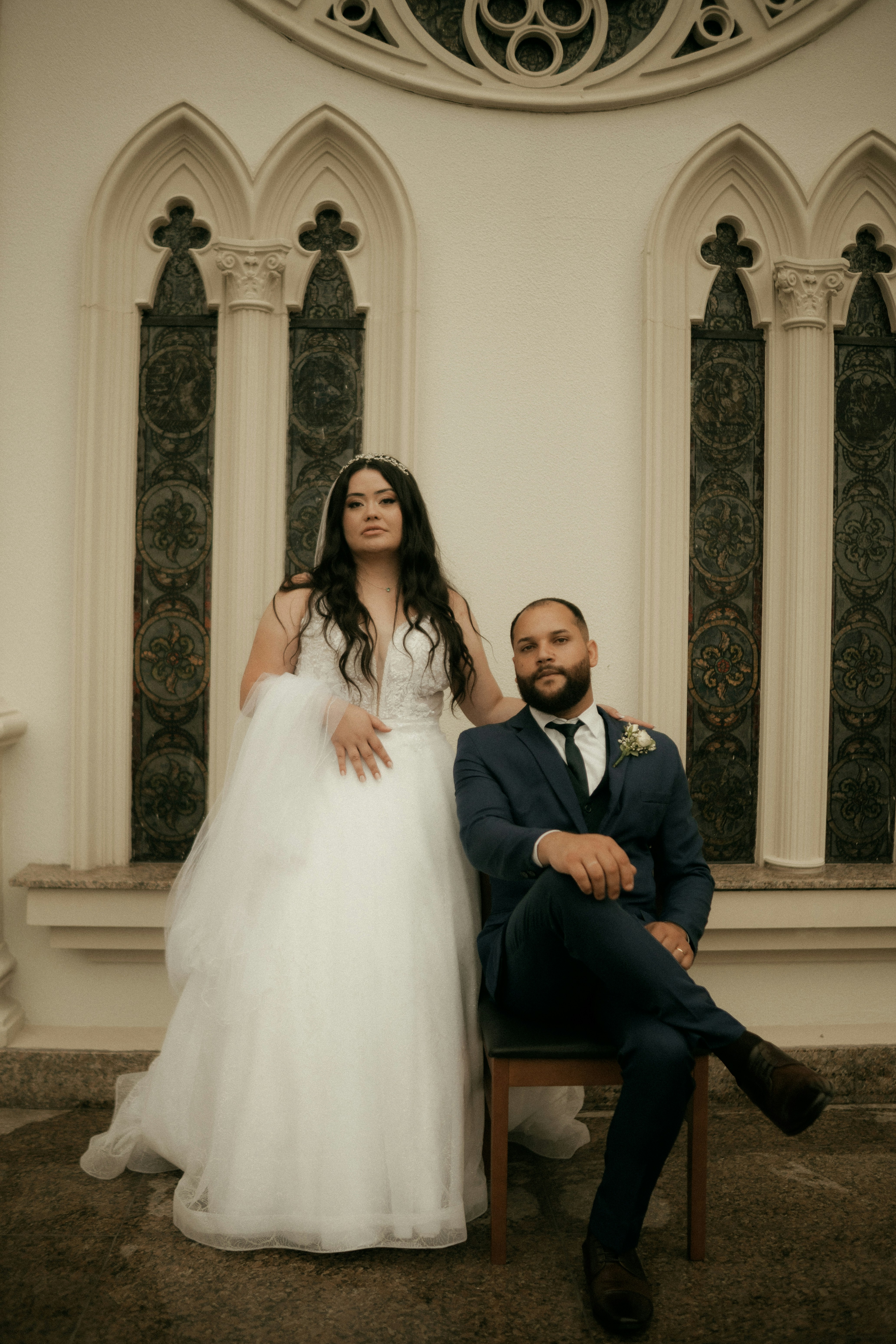 Wedding Portrait at a Gothic Facade