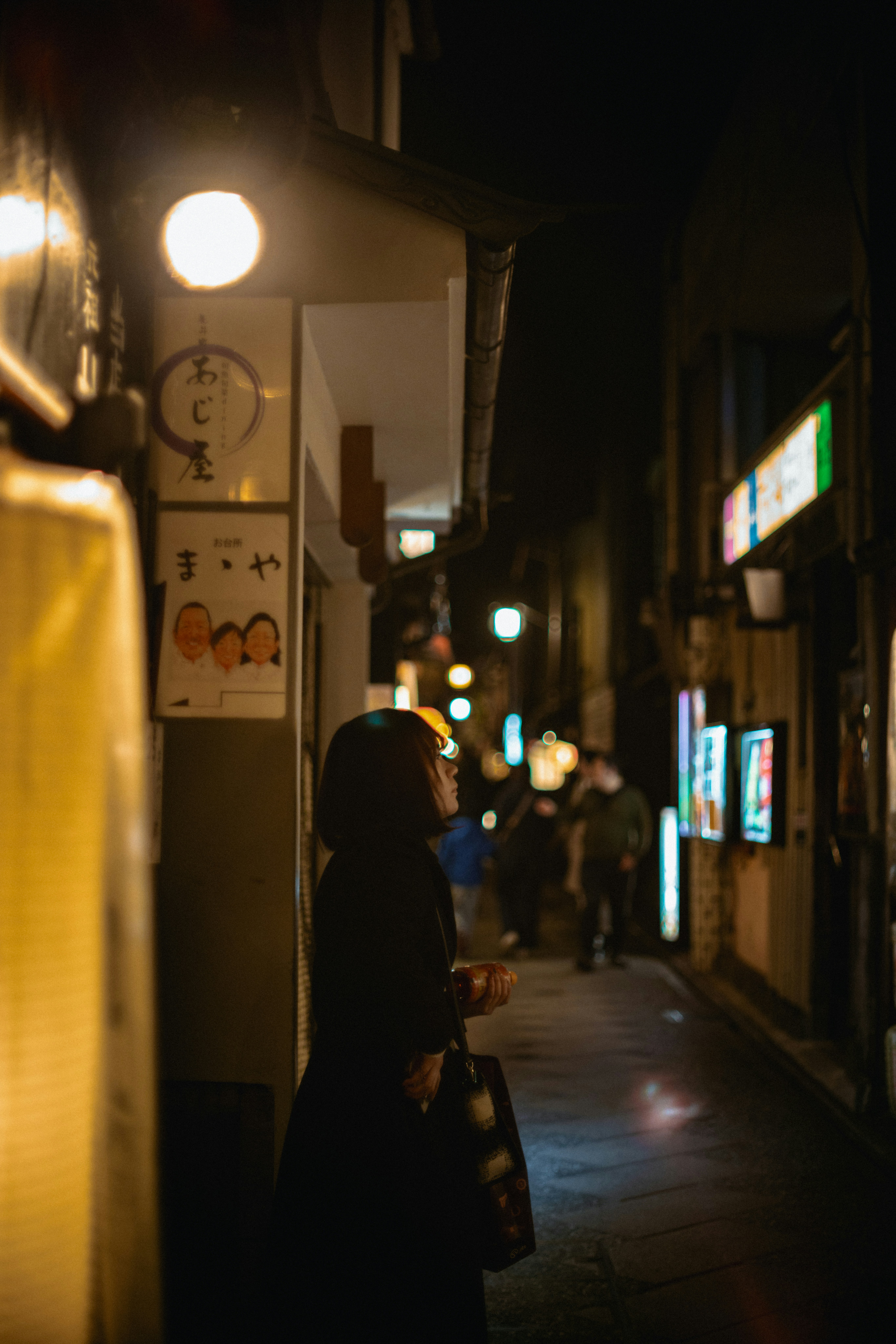 Night Street Portrait: A Woman in Neon Shadows