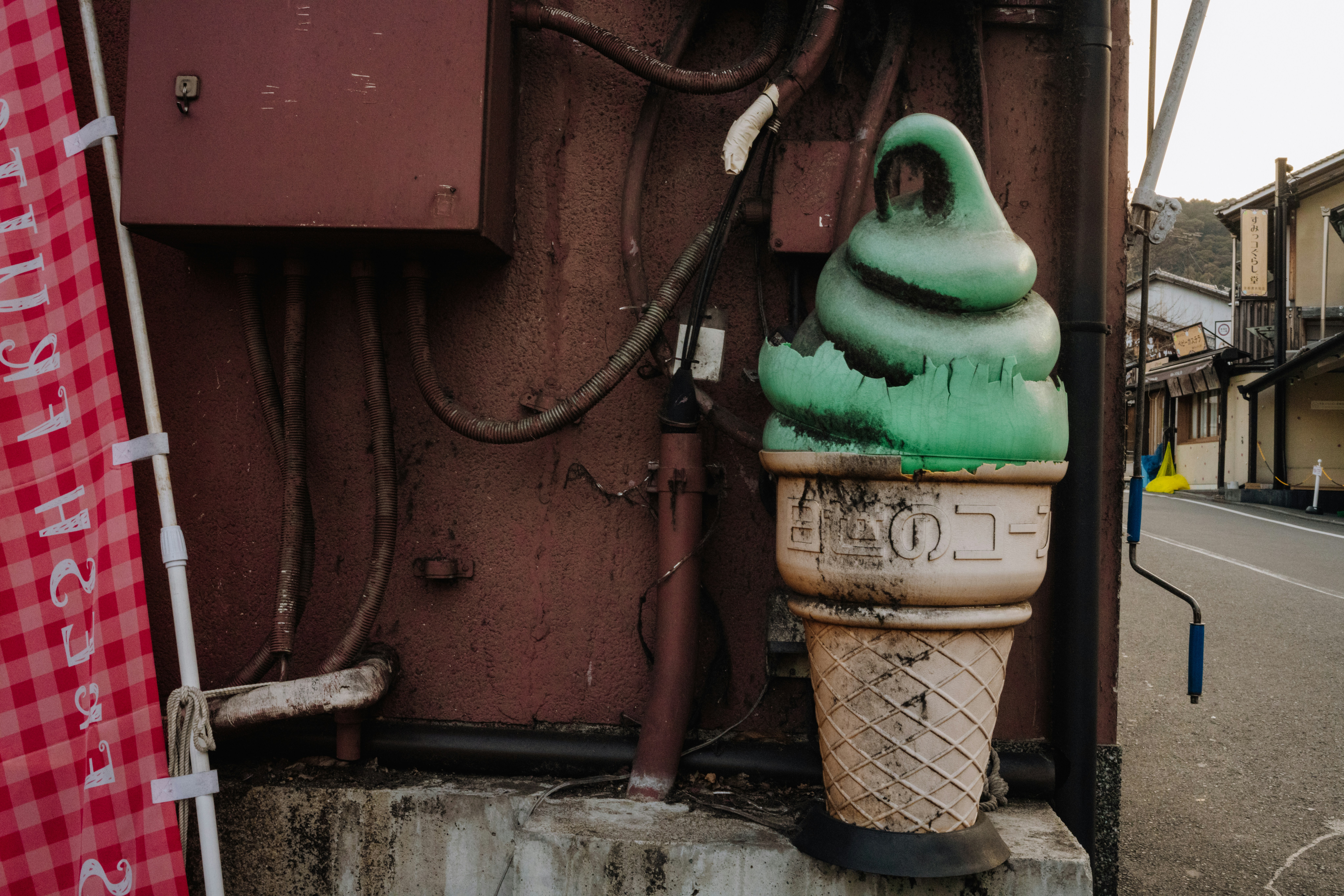 Green Ice Cream on a Street Corner