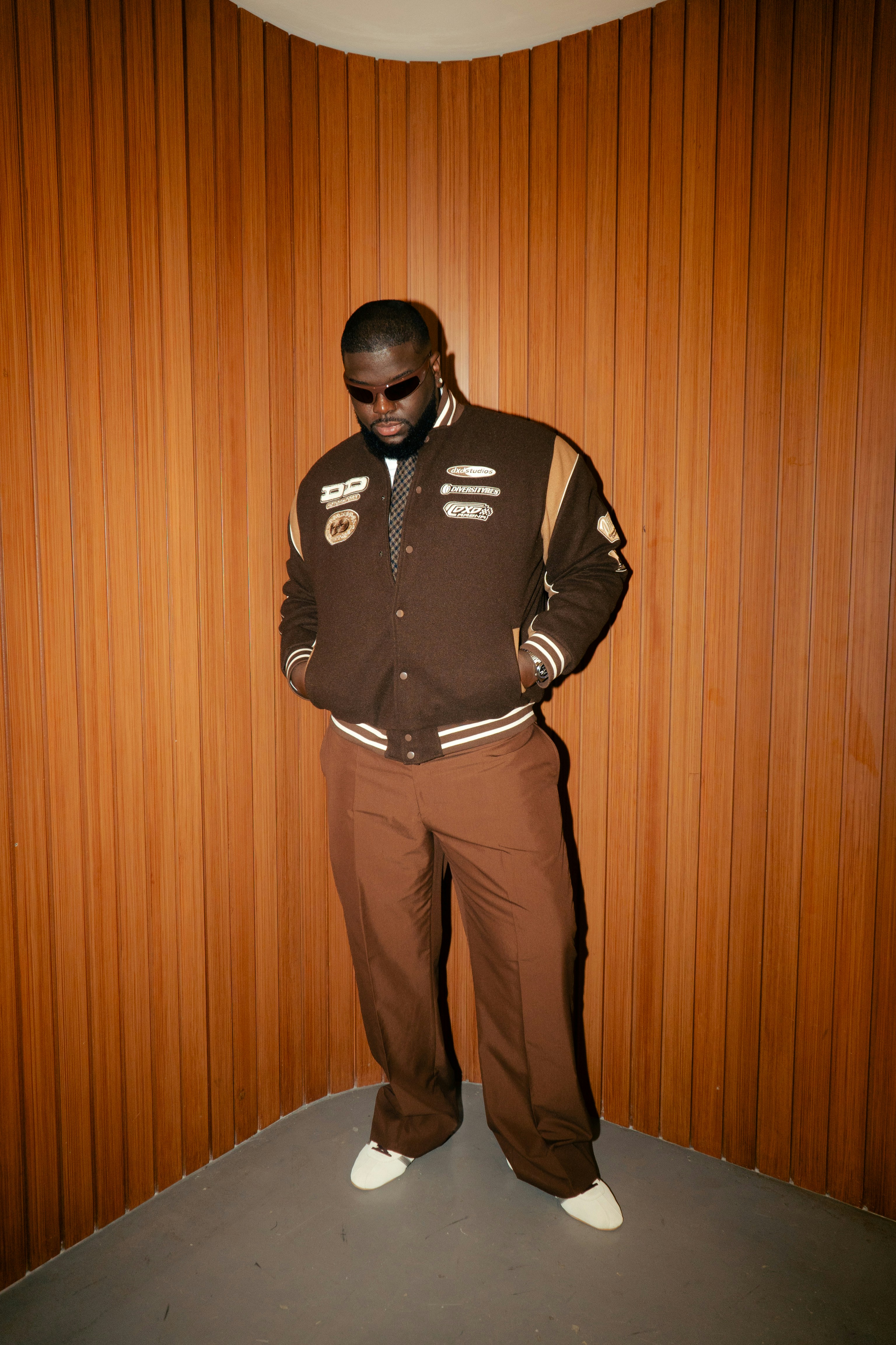 Midnight Velvet: A Portrait in Warm Wood and Bold Style