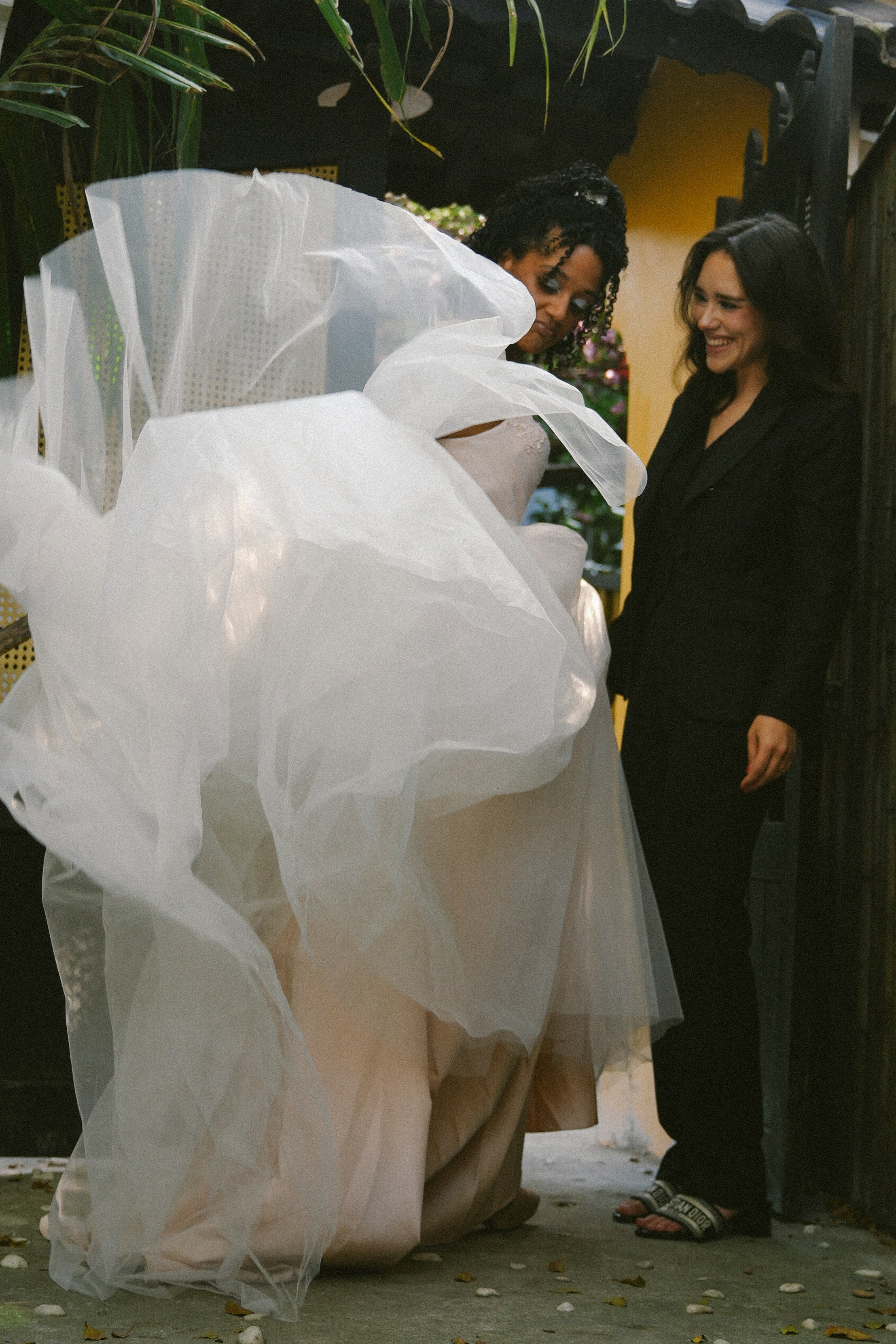 Veiled Dance: Veils of Fabric and Two Friends in Quiet Corner