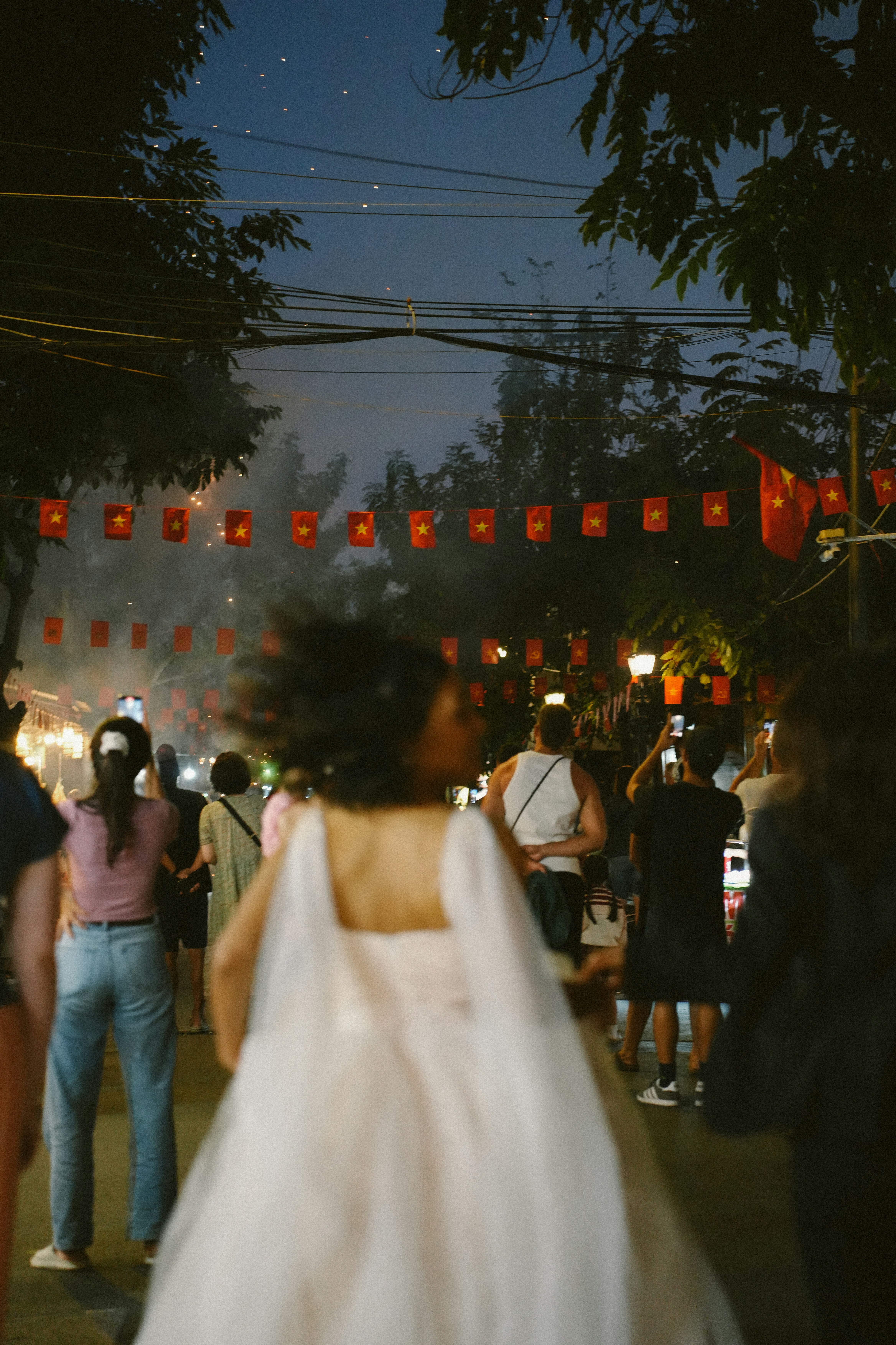 Two-Shouldered Silhouette: Night Market Drama Under Red Lanterns