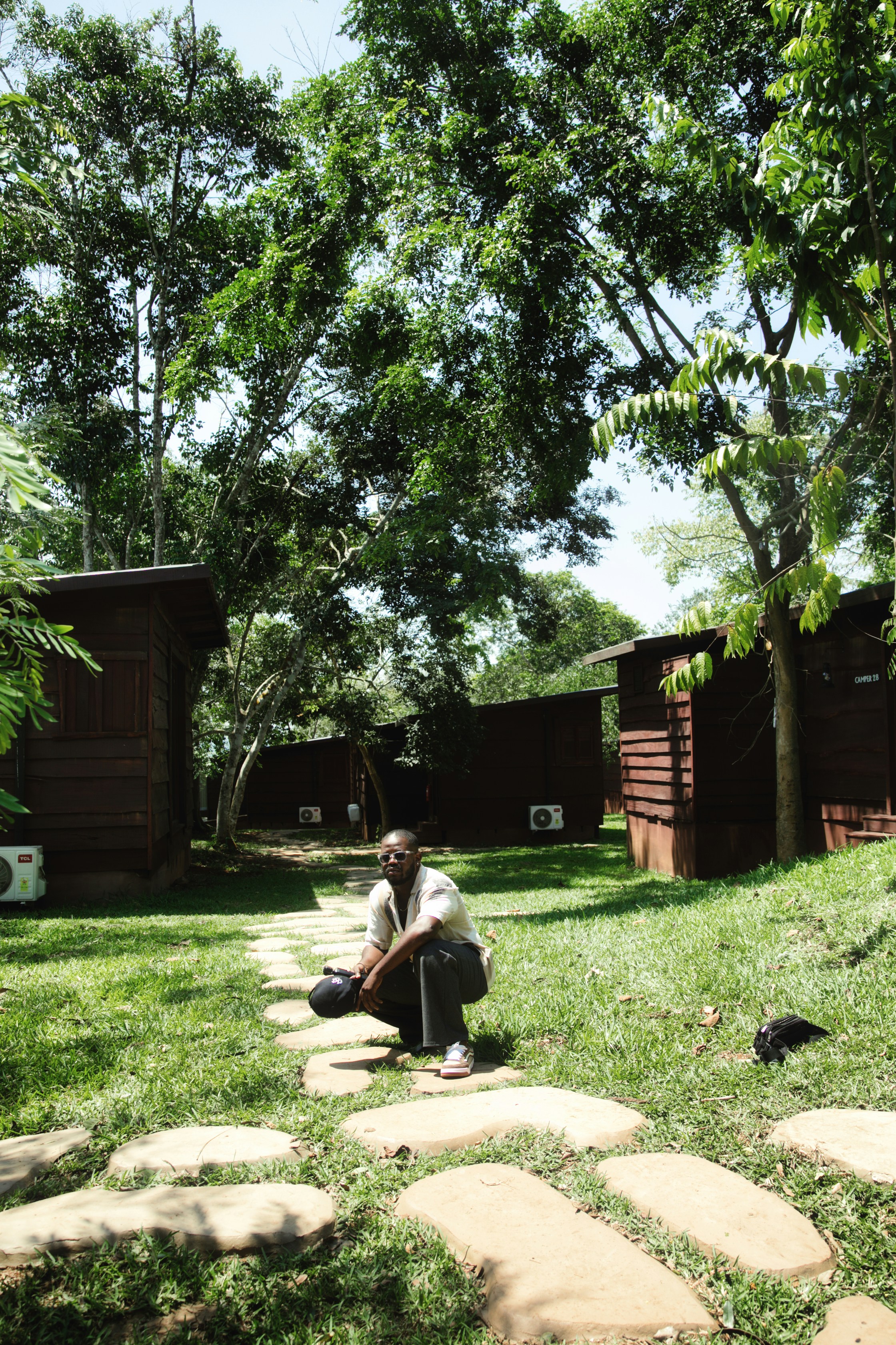 Solitary Moment Among Wooden Retreats