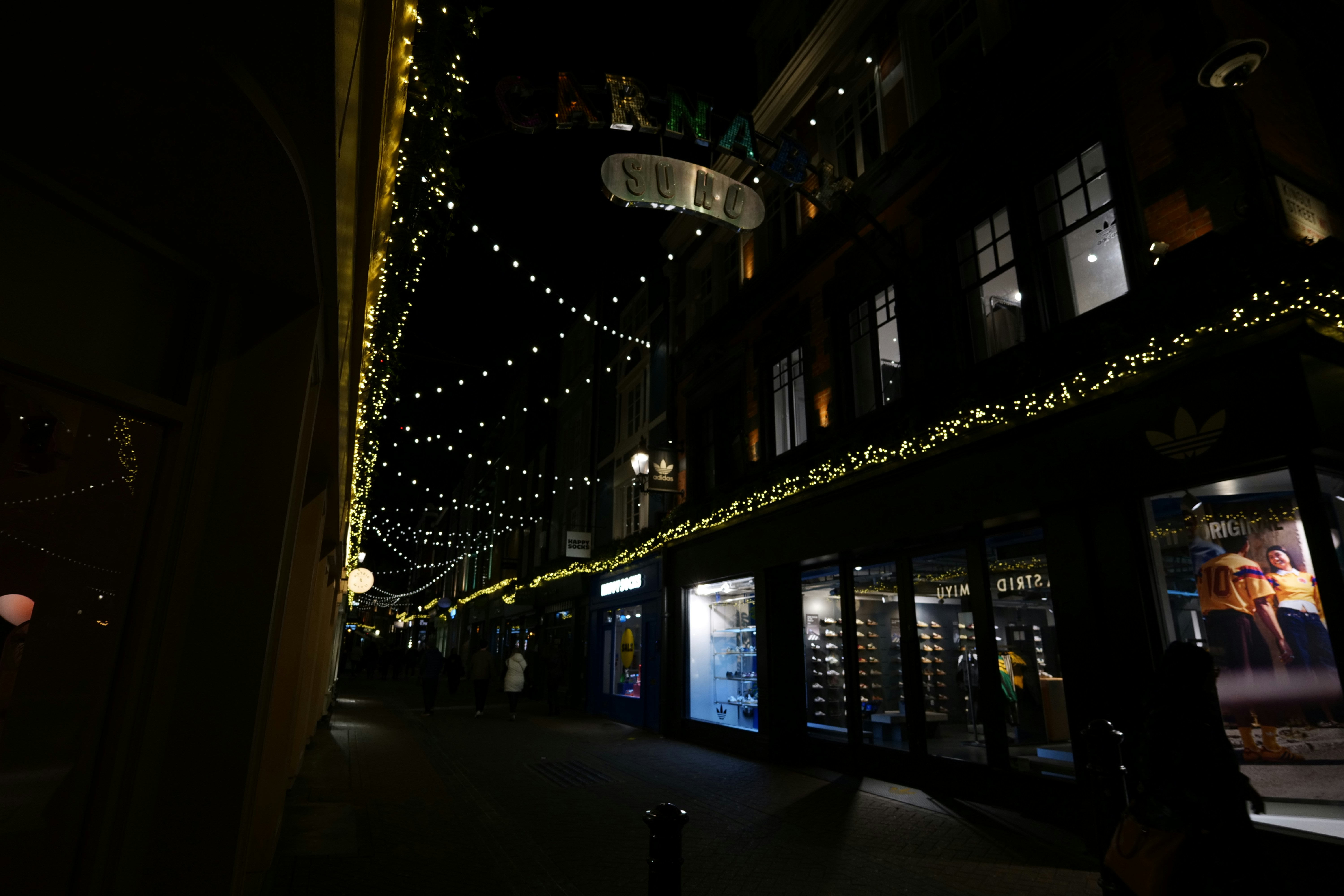 Night Bazaar of Lights: A Quiet Street in Holiday Glow