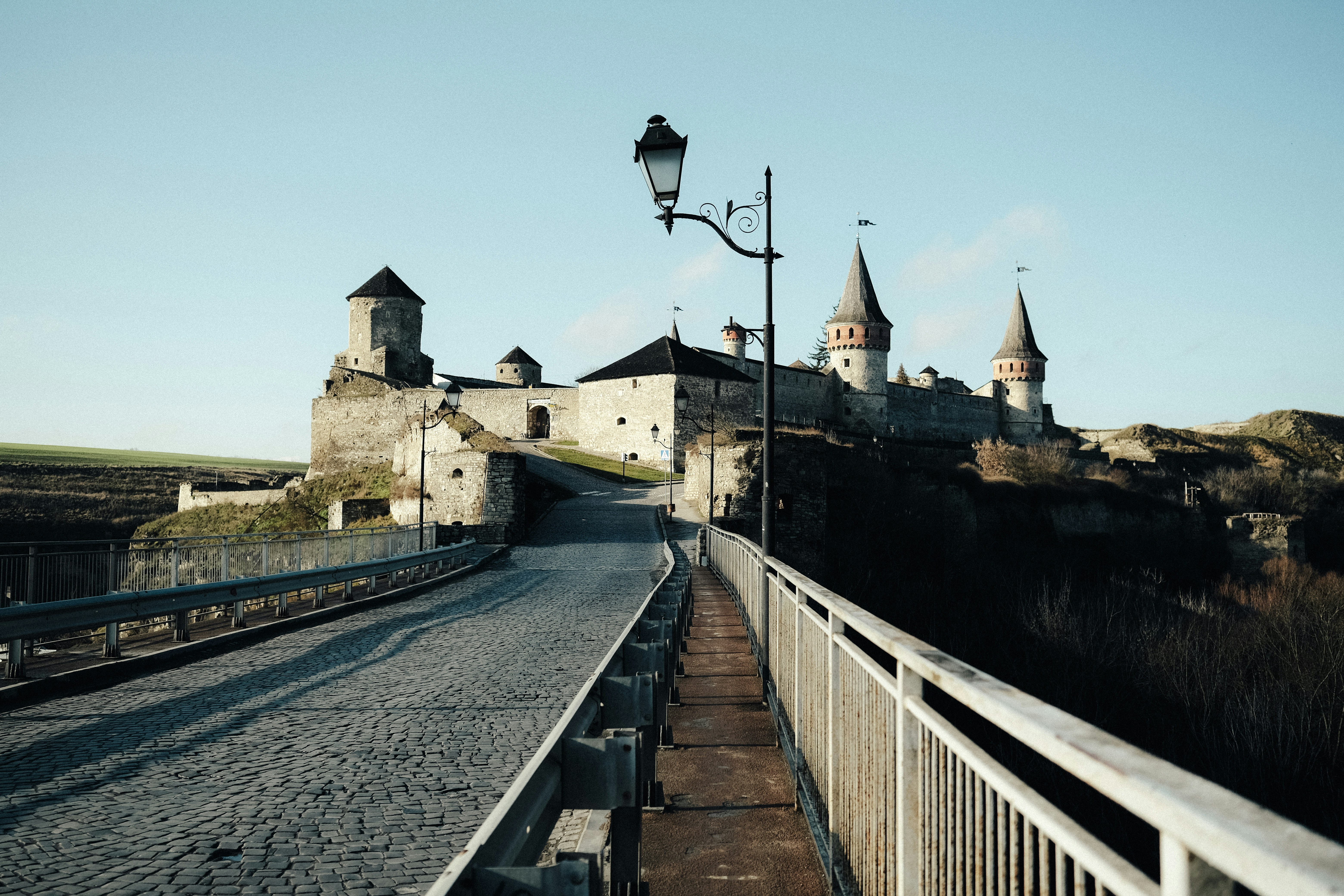 Footbridge to the medieval silhouette