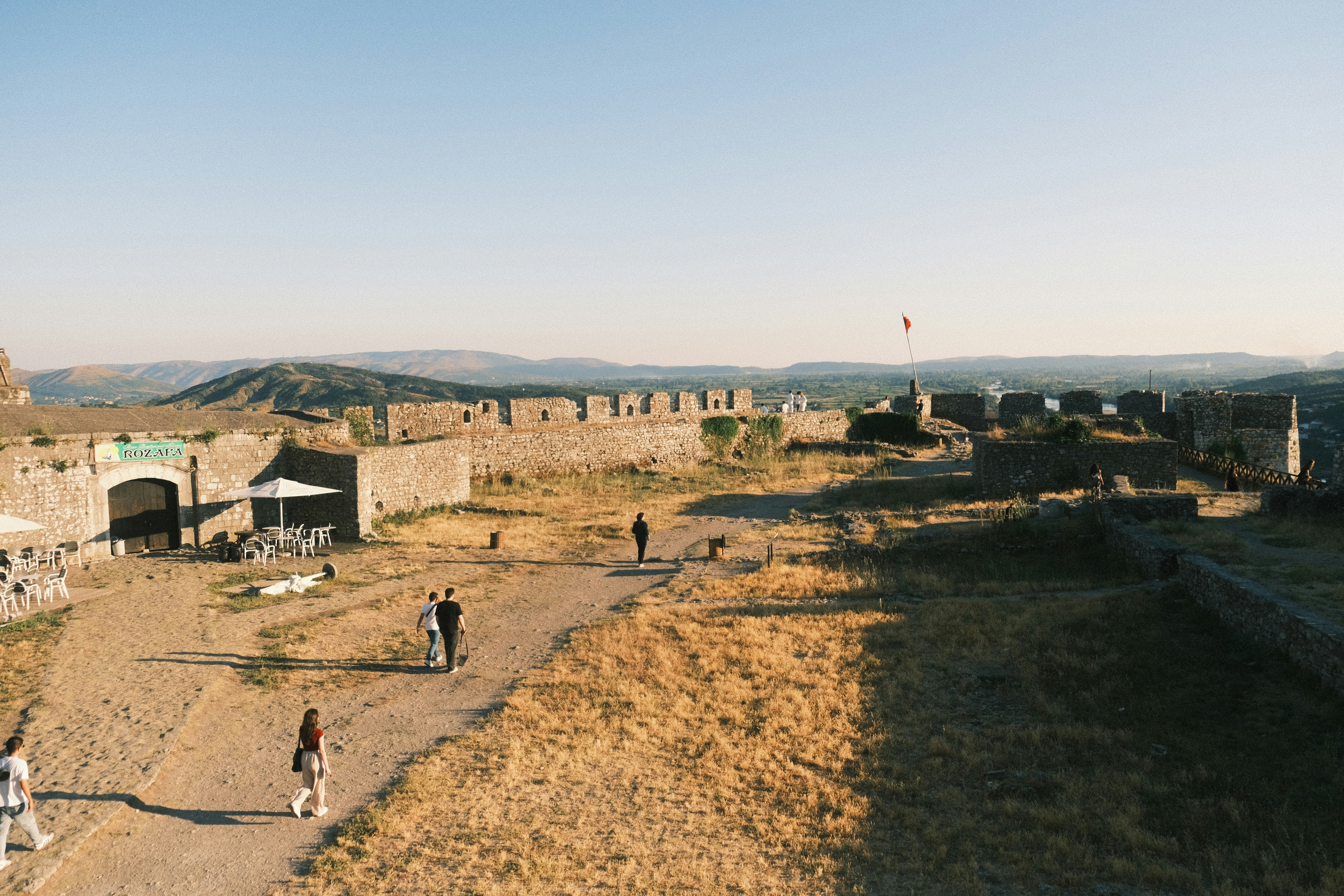 Ancient Citadel Courtyard Under a Clear Sky