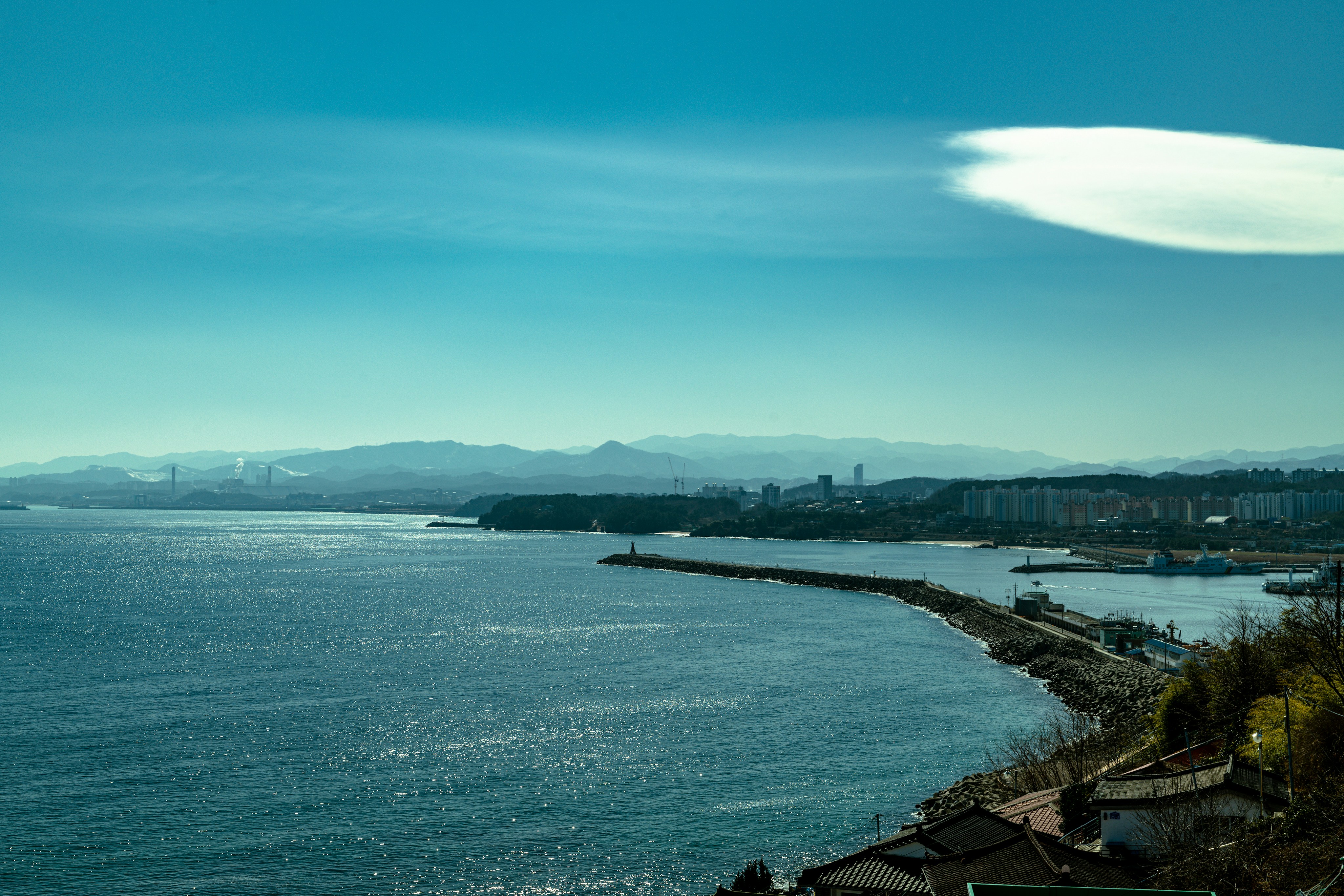 Coastal Promenade under a Sharp Blue Sky