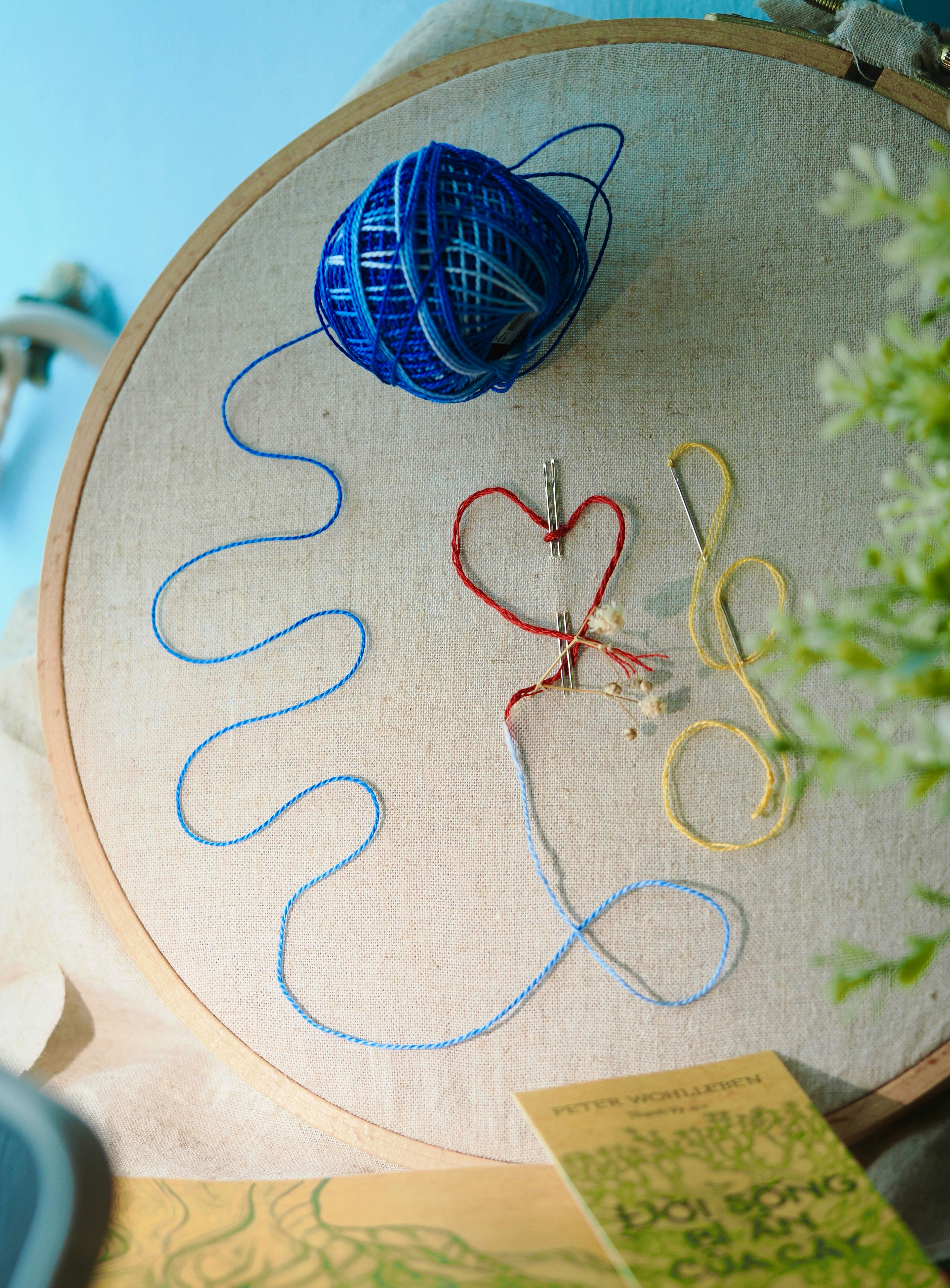 Threads of Color: A Needlework Still Life on Circular Frame