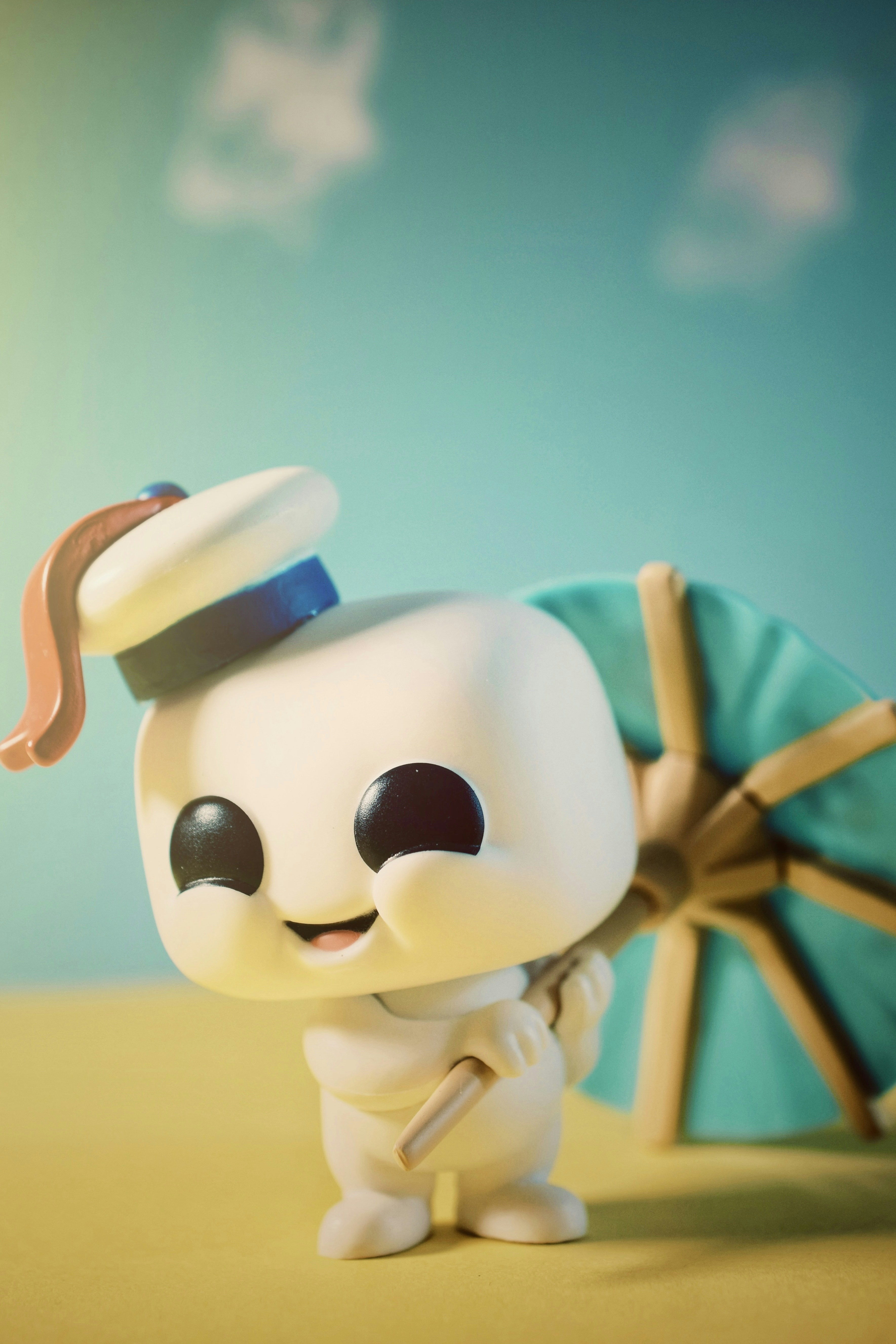 Playful Mascot in Sunlit Studio
