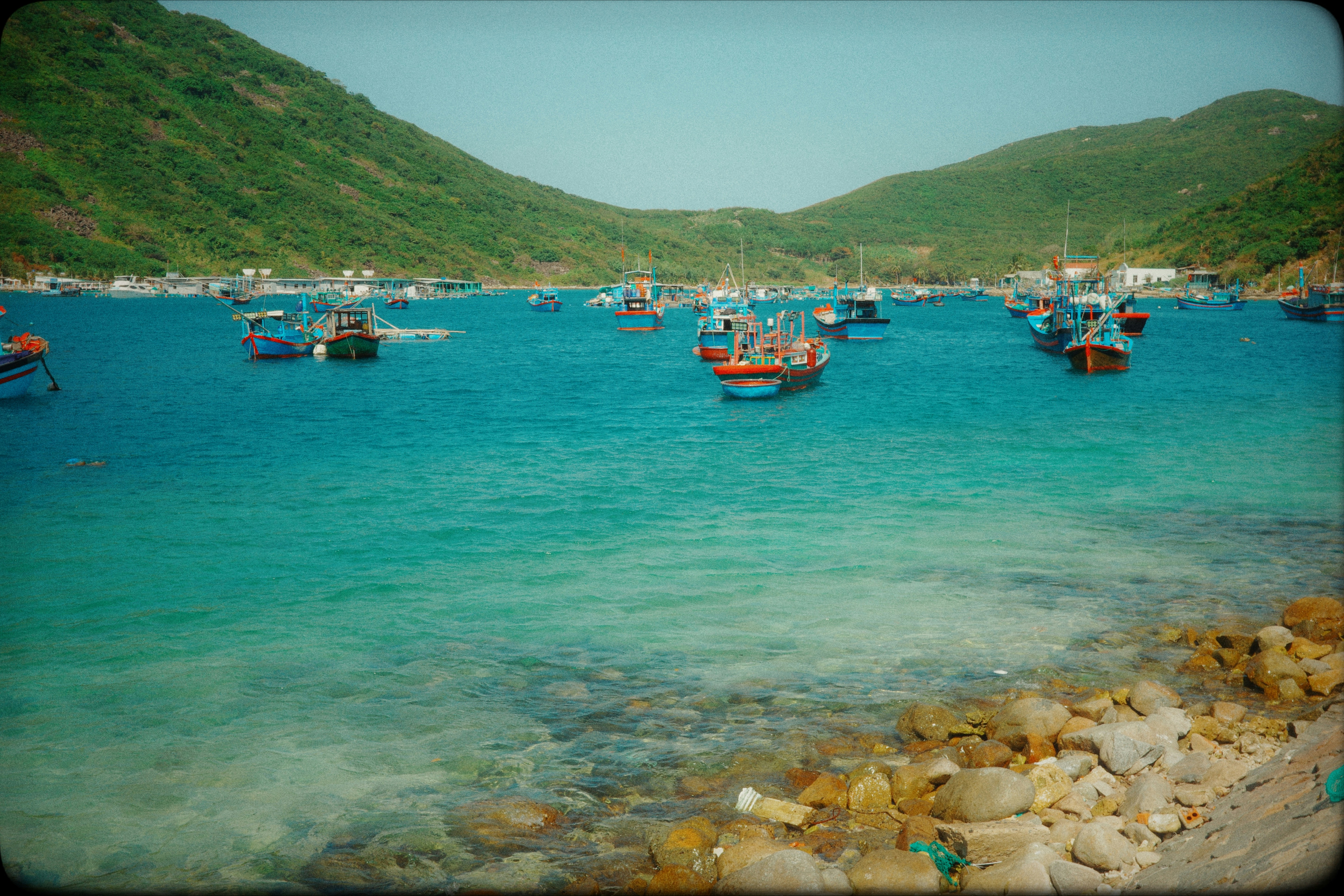 Harbor of Distant Boats under Emerald Waters