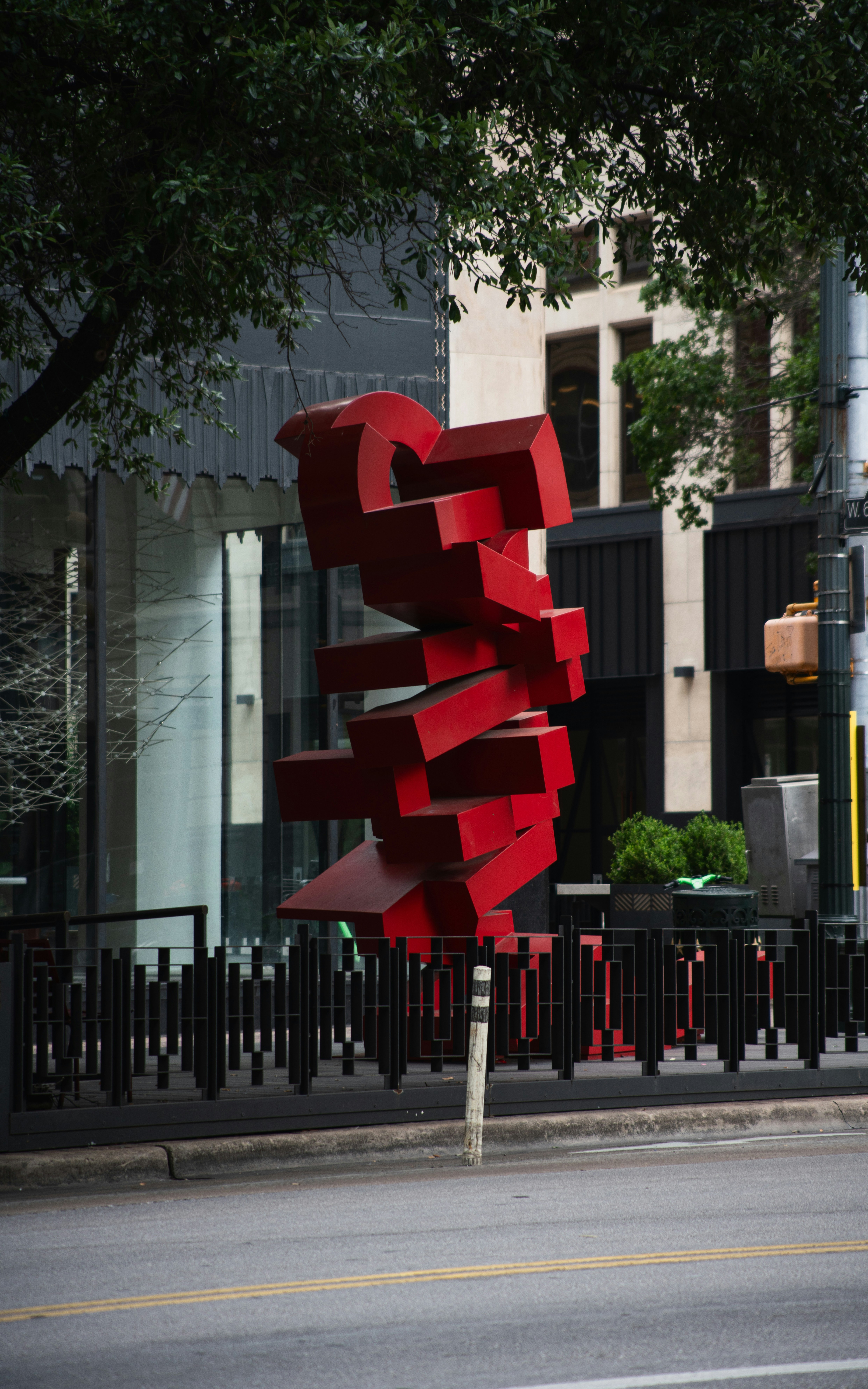 Red Ascent: A Geometric Monument in the Urban Quiet