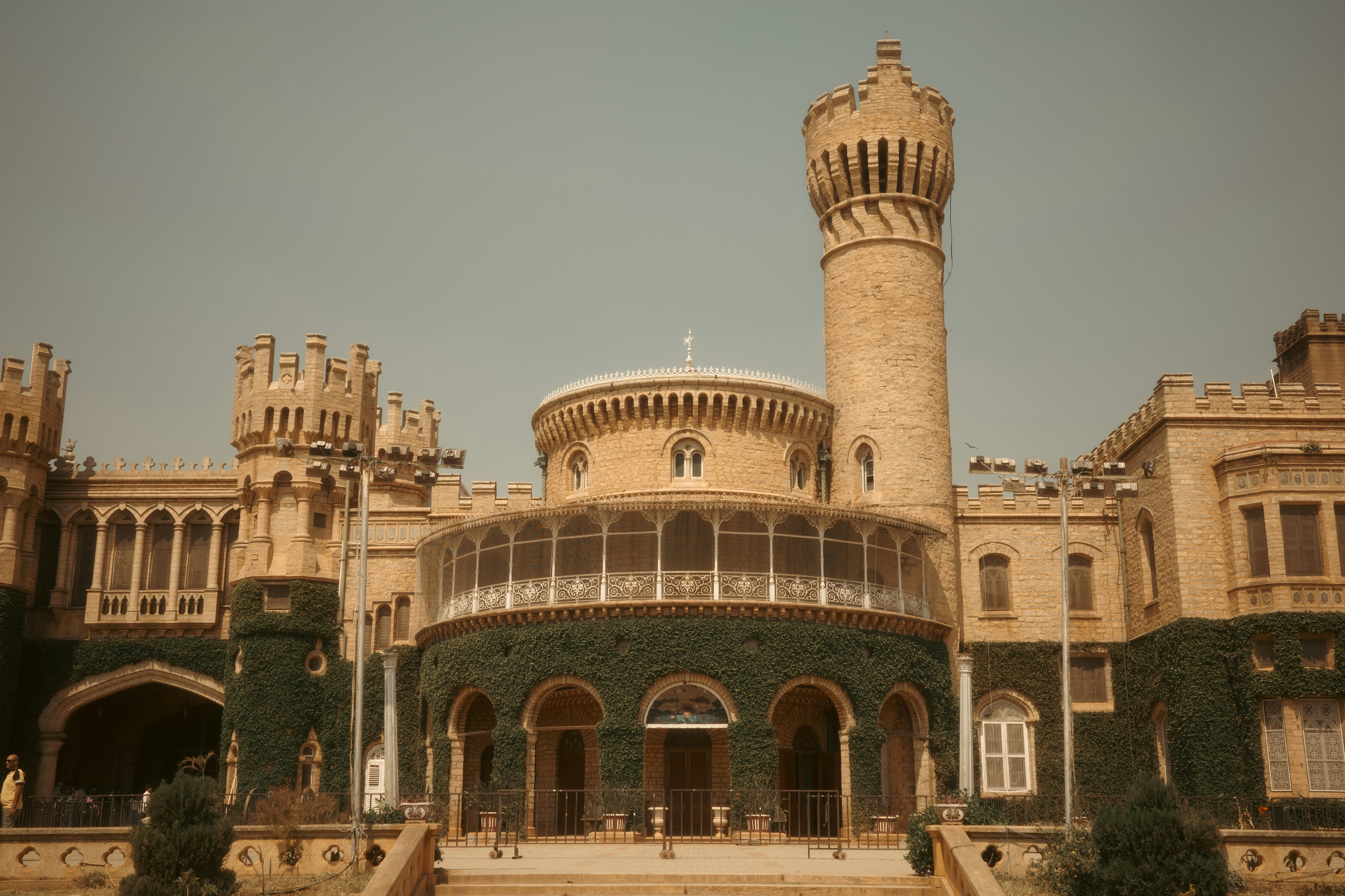 Castle Facade with Circular Glass Arcade