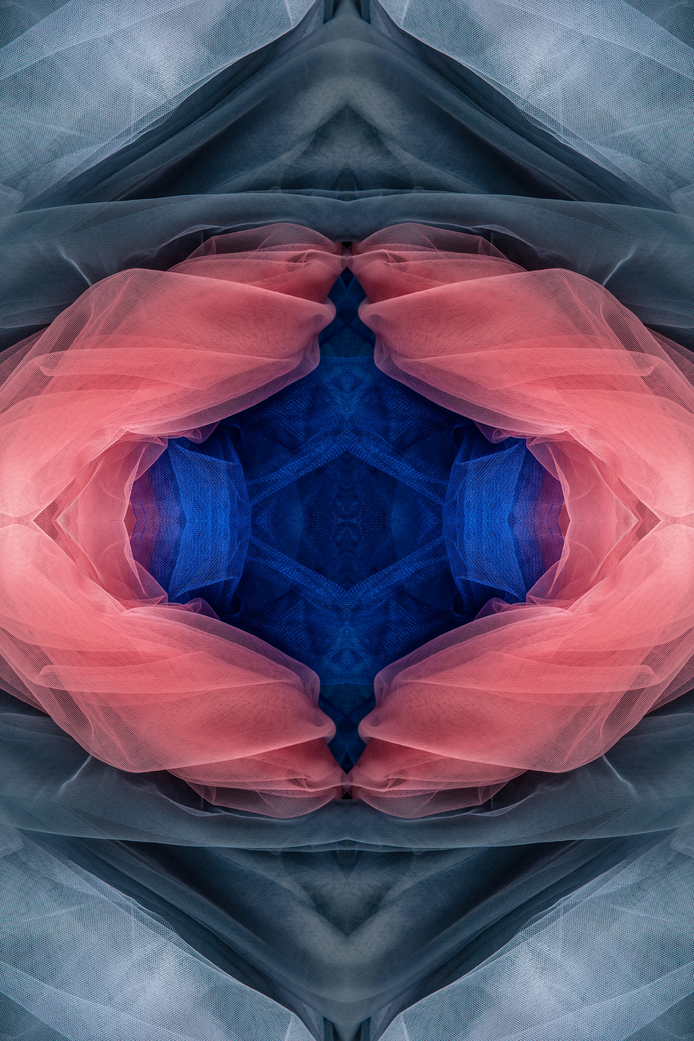 Symmetric Veil: Concentric Layers of Coral and Ink