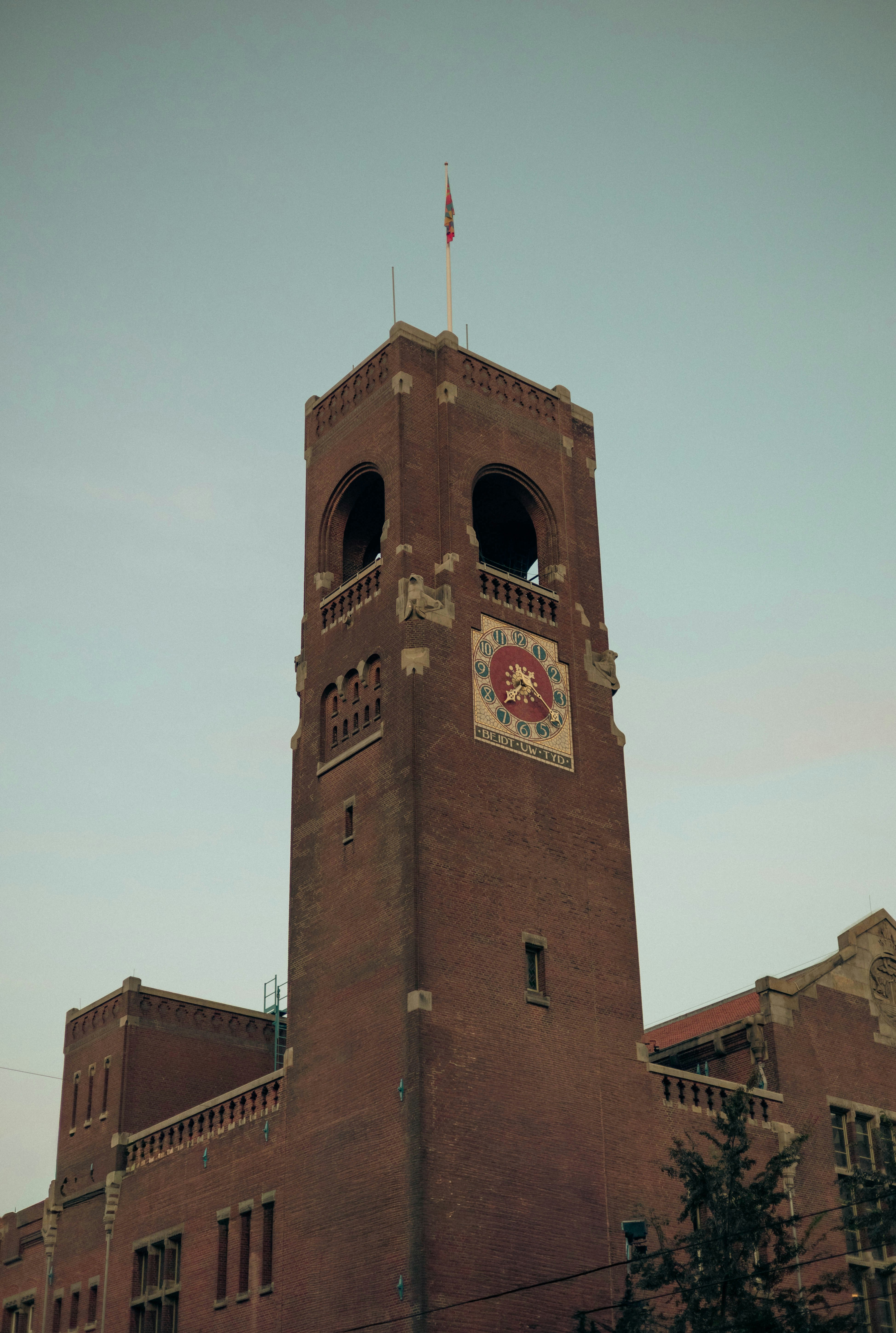 Brick Clock Tower Reaching Toward the Sky