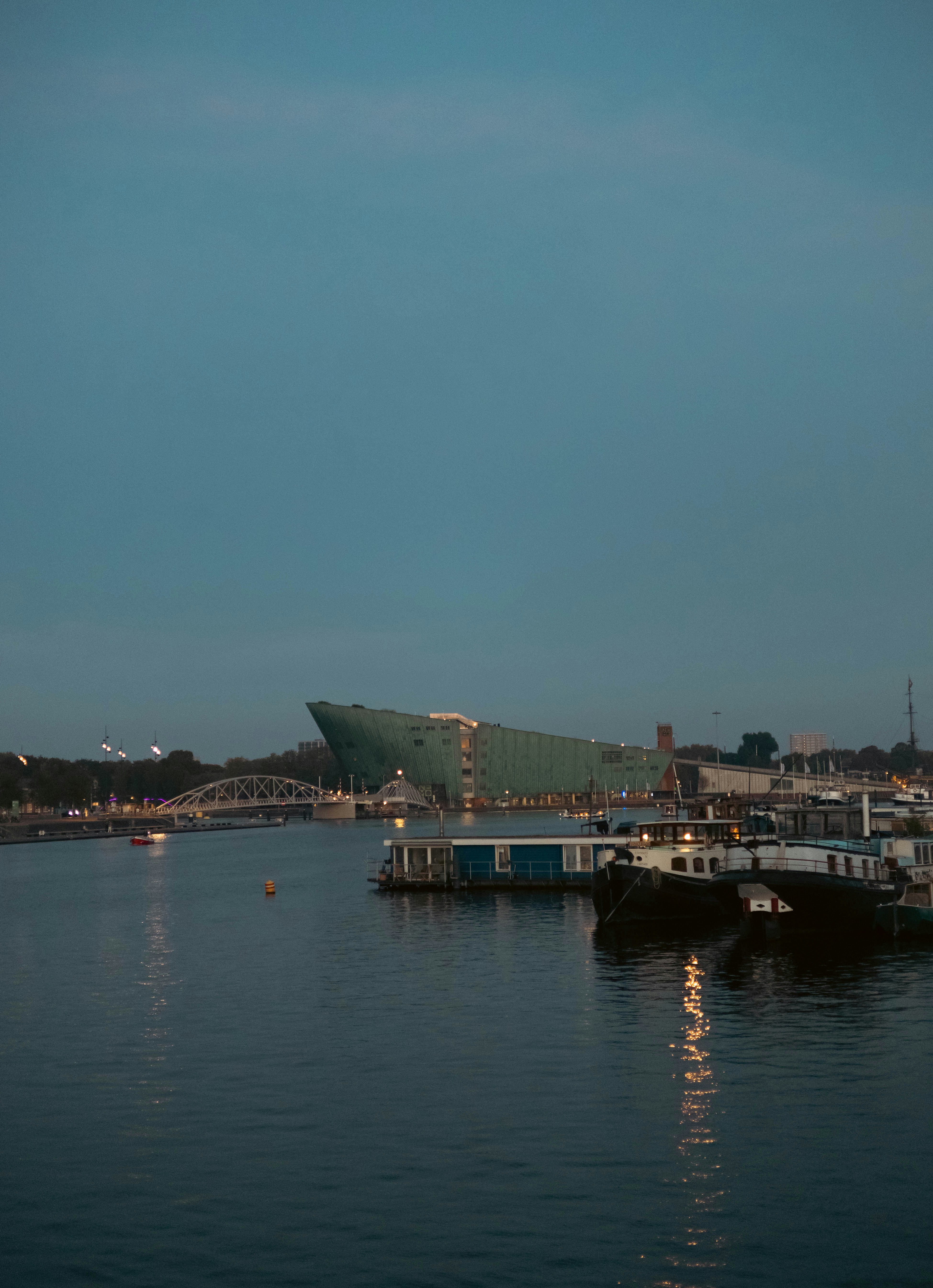Harbor Silhouette: Modern Architecture Meets Dusk