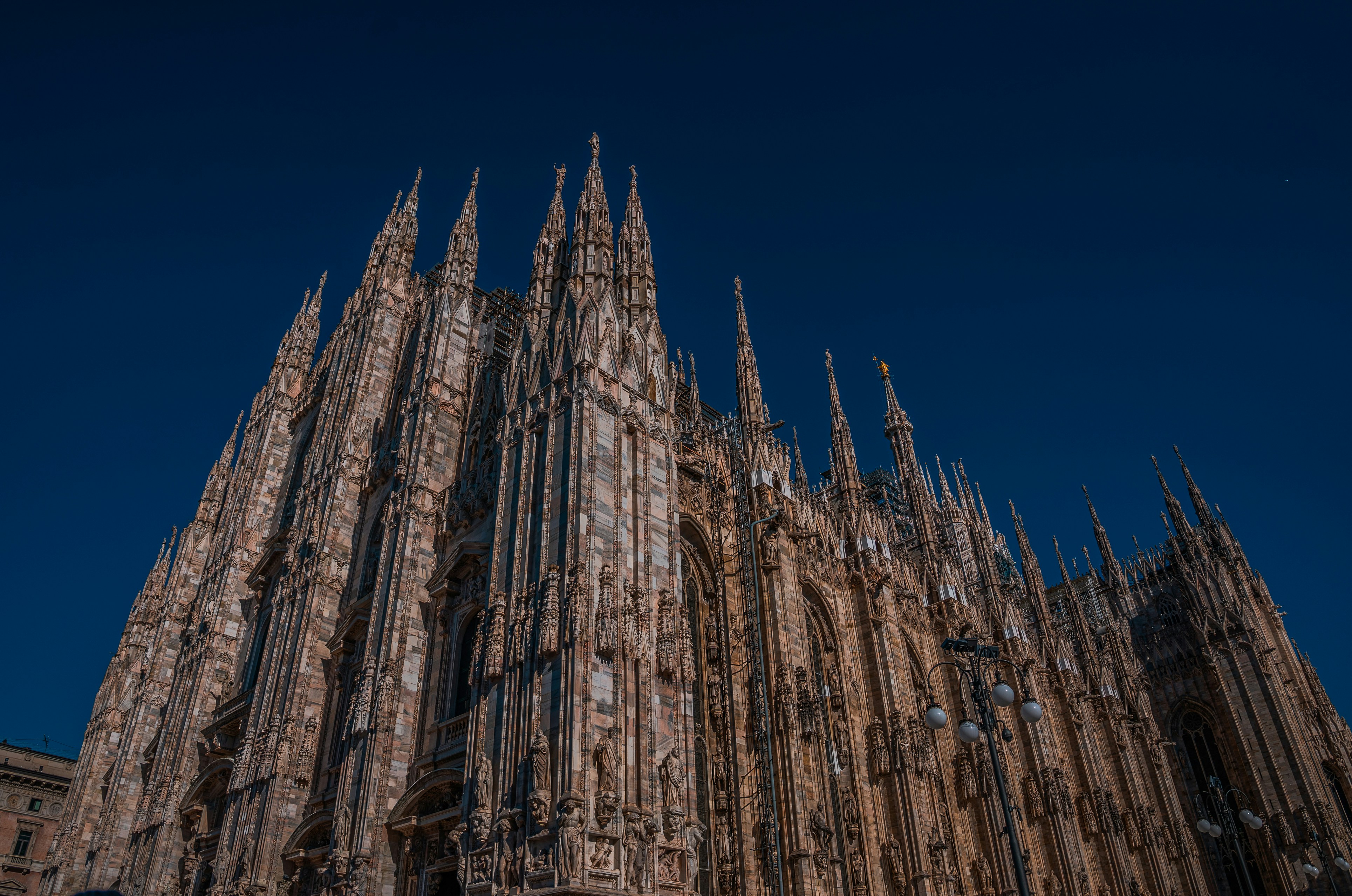 Gothic Cathedral Façade Reaching Toward a Night Sky
