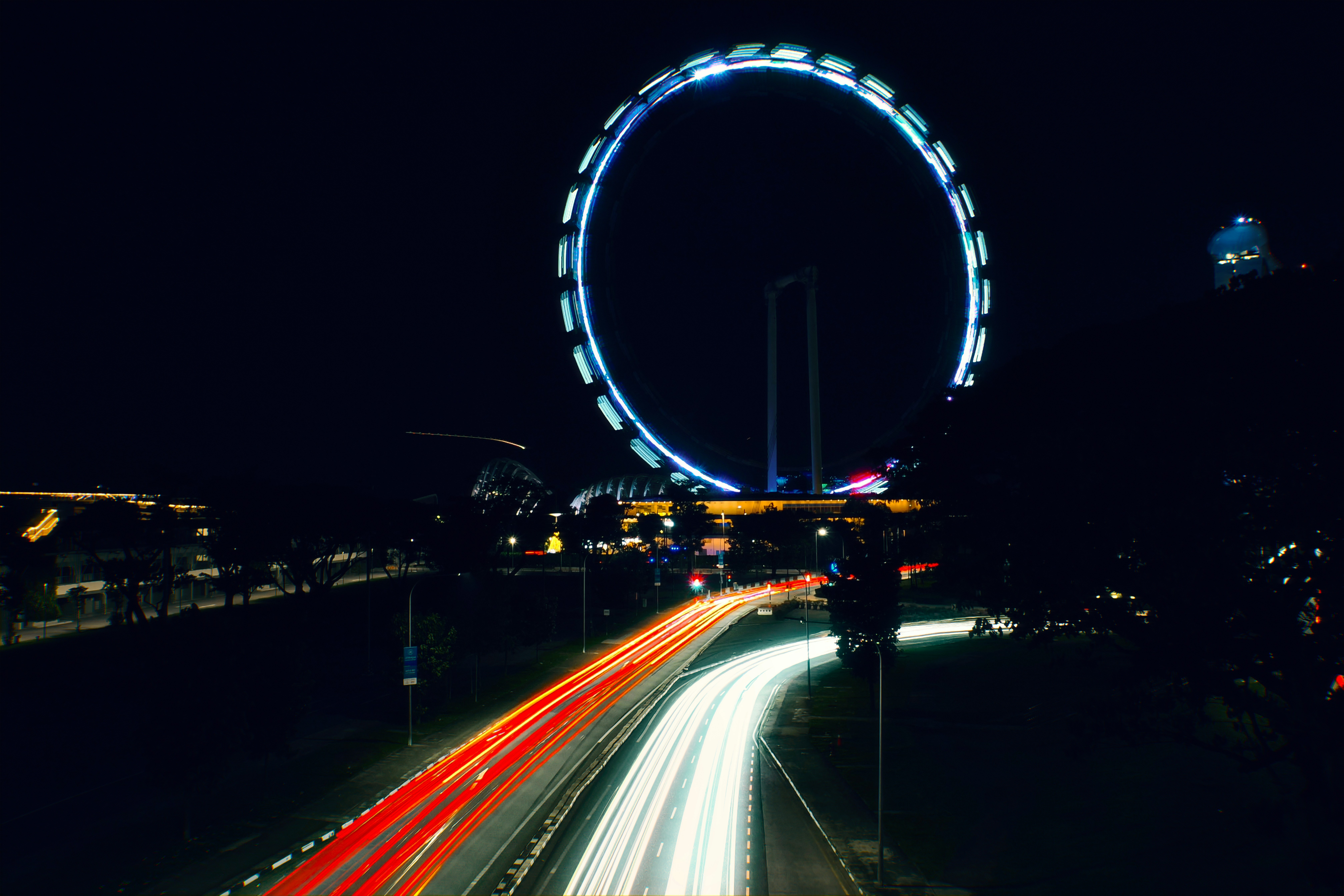 Neon Ring Over the Night Boulevard