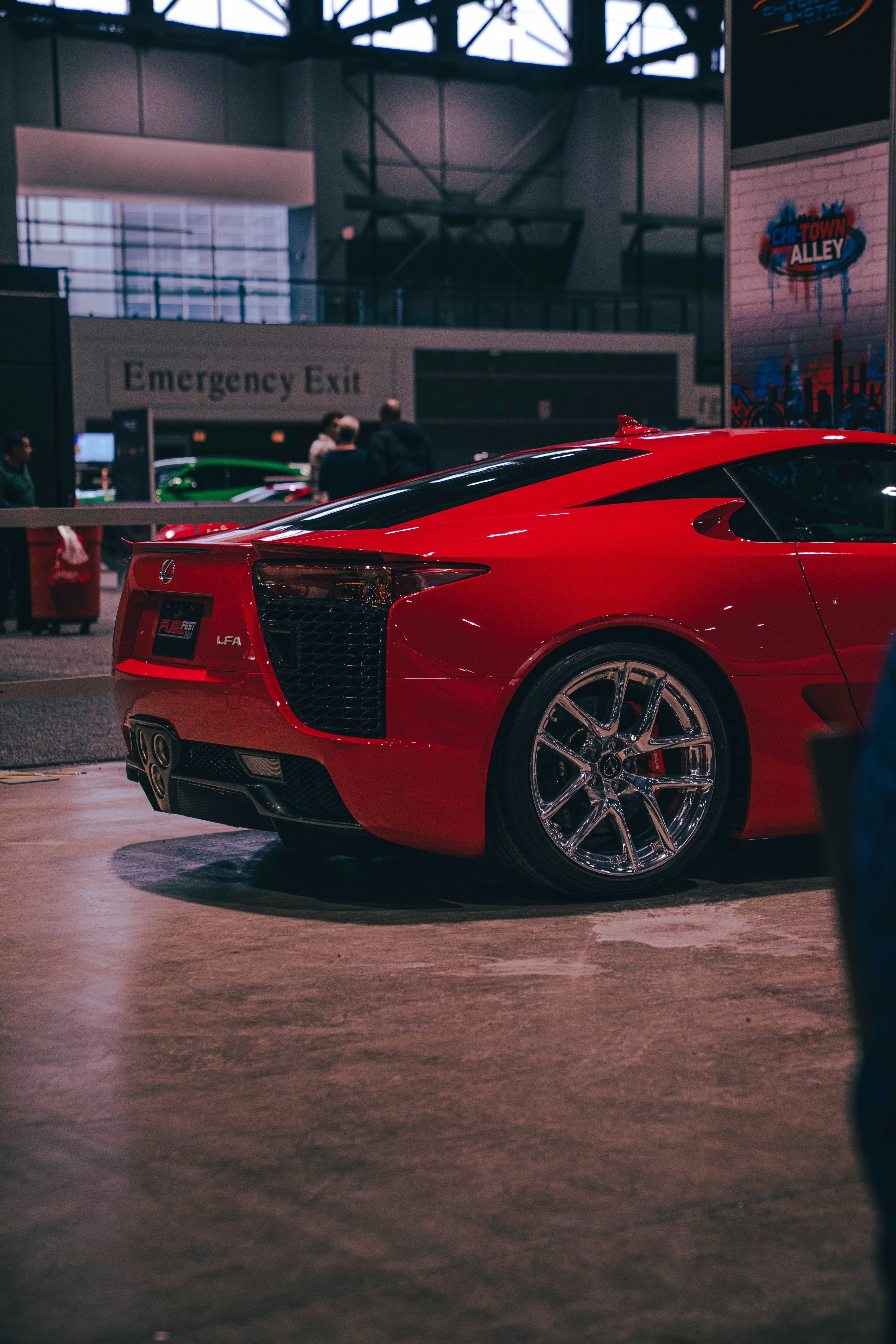 Red Precision: a sleek Lexus LFA at the show floor