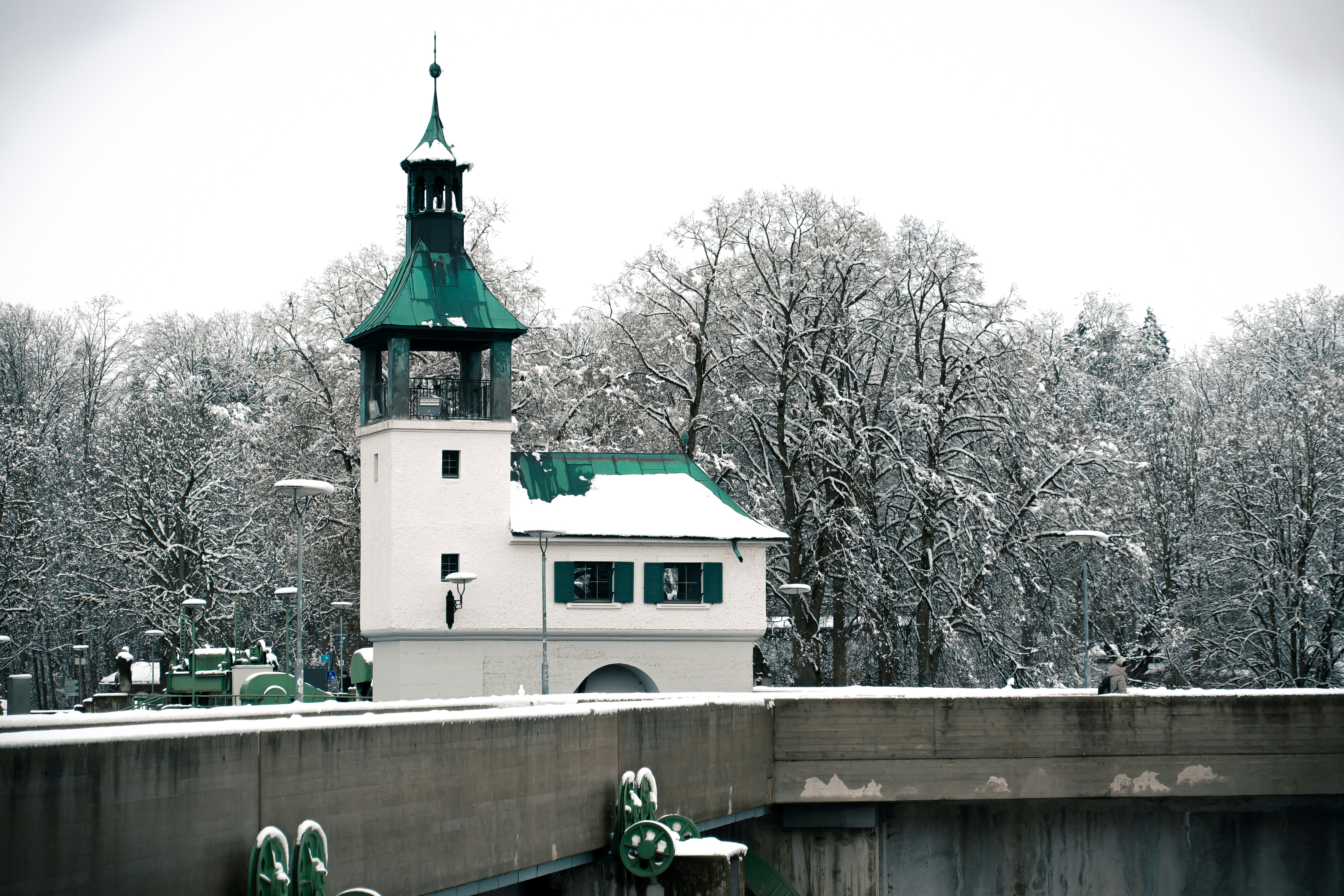 Snow on the Watchtower: A Quiet City Gate by the River