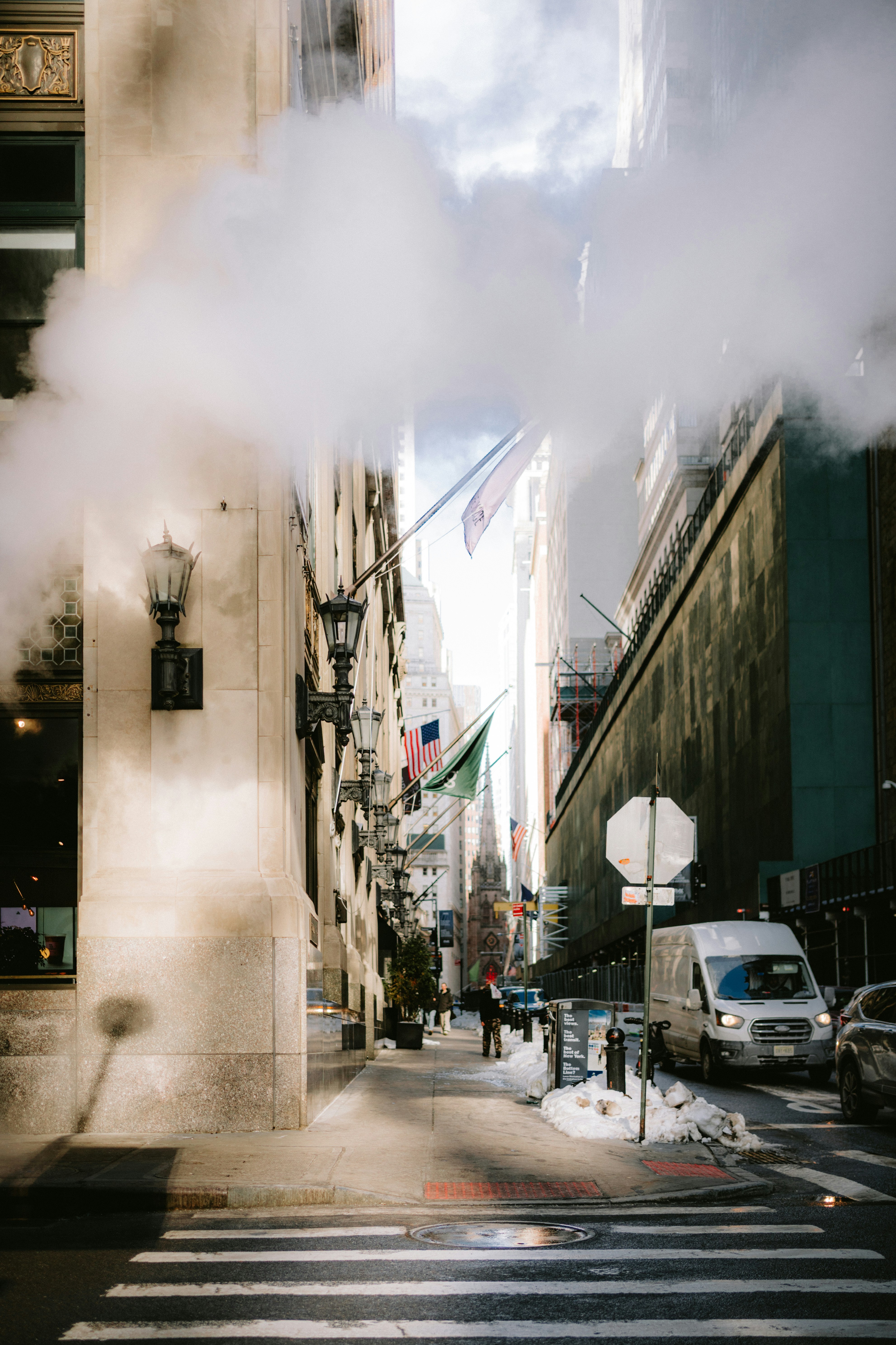 Steam over Sunset in City Canyon