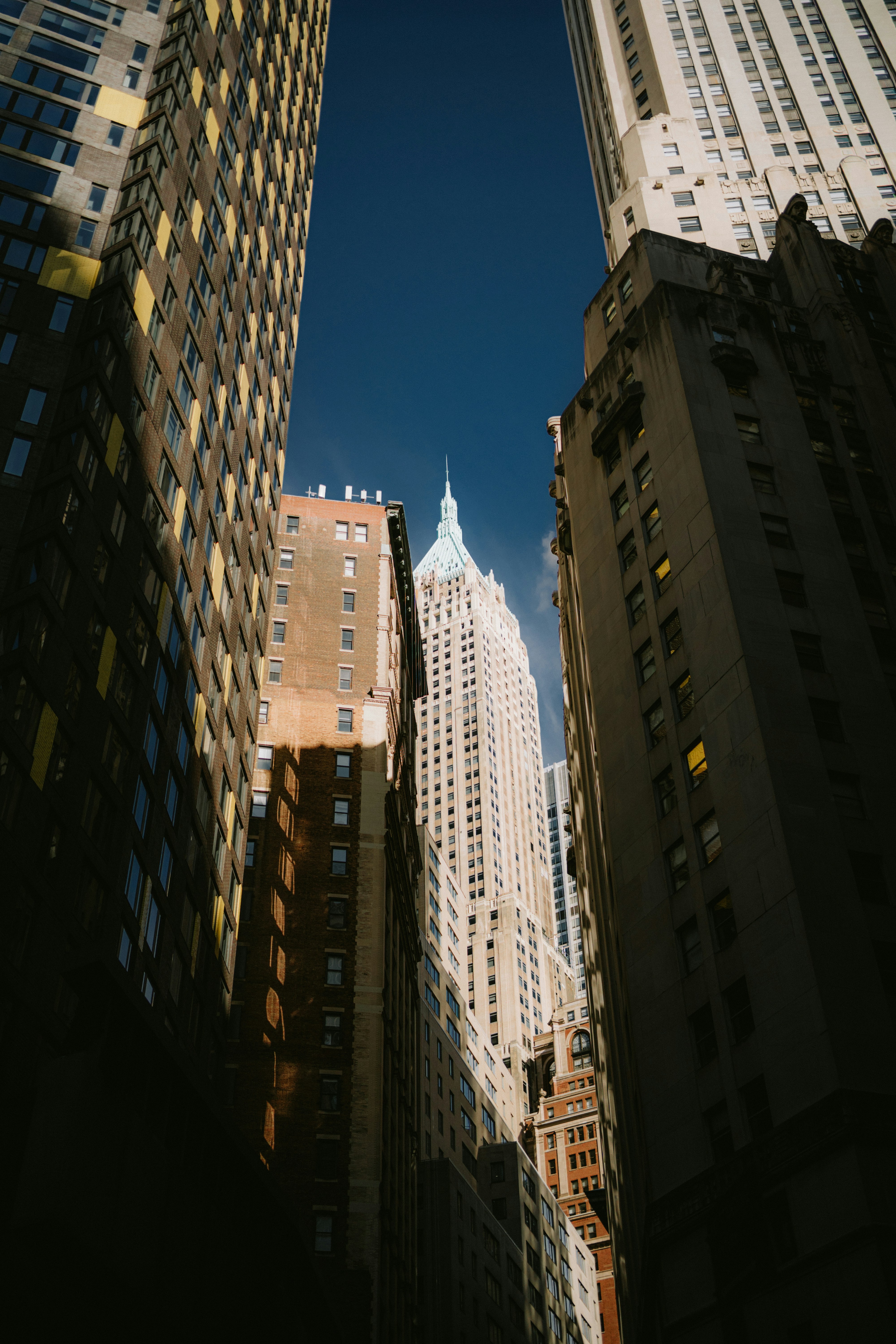 Skyward Narrow: A Cathedral of Steel Reaching the Blue