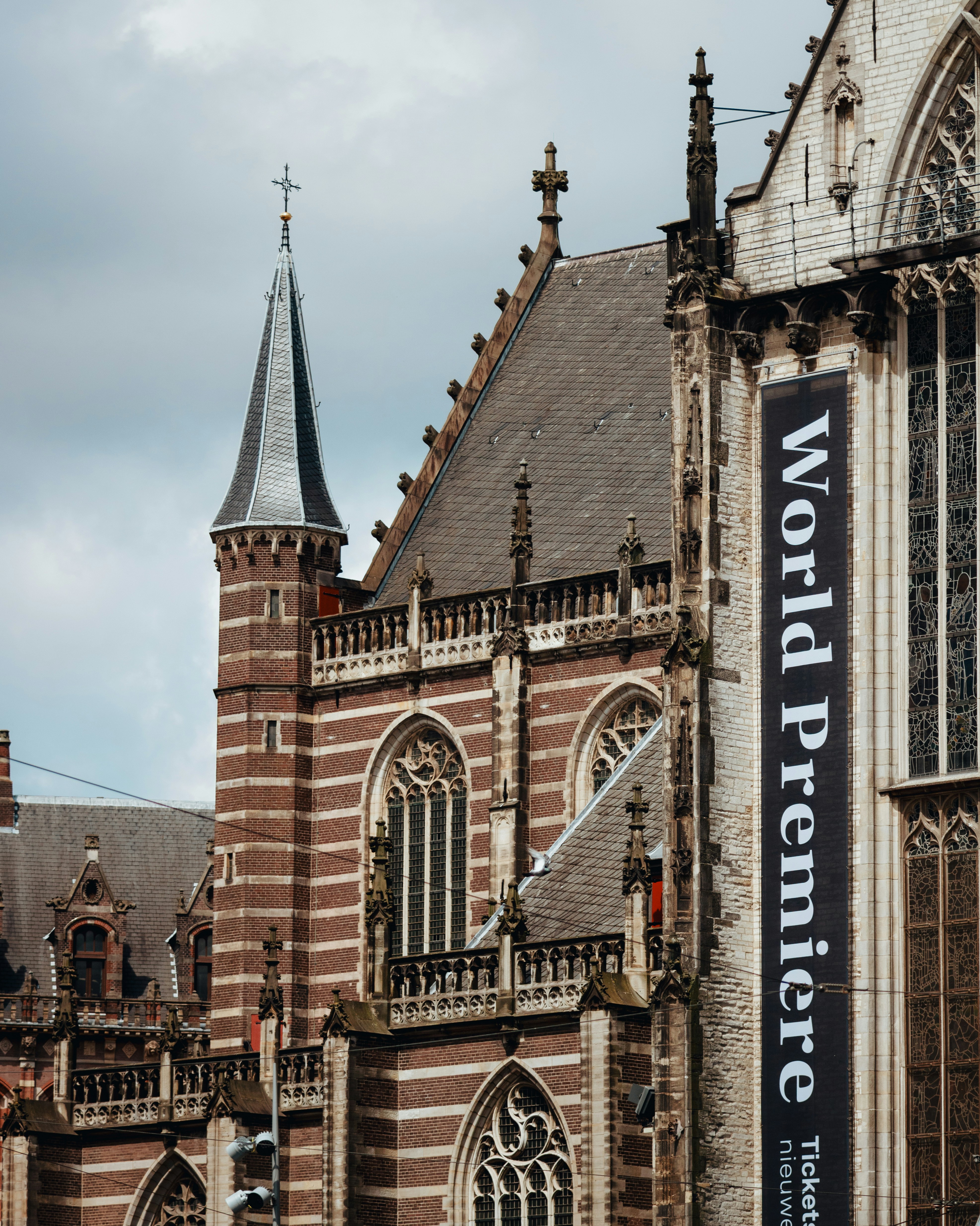 Gothic Facade and Vertical Banner at World Premiere Venue