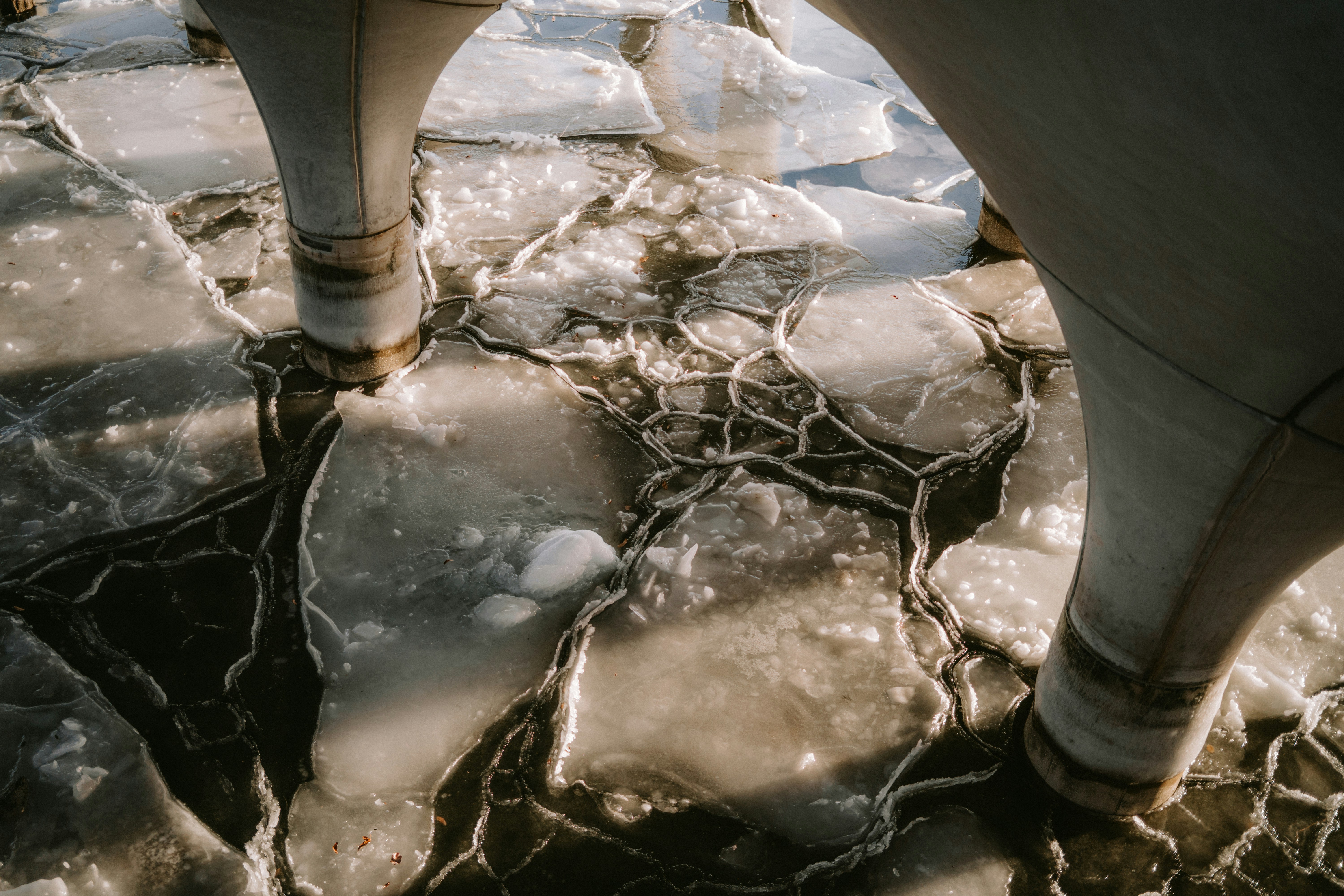 Cracked Ice Cathedral Under Iron Pillars