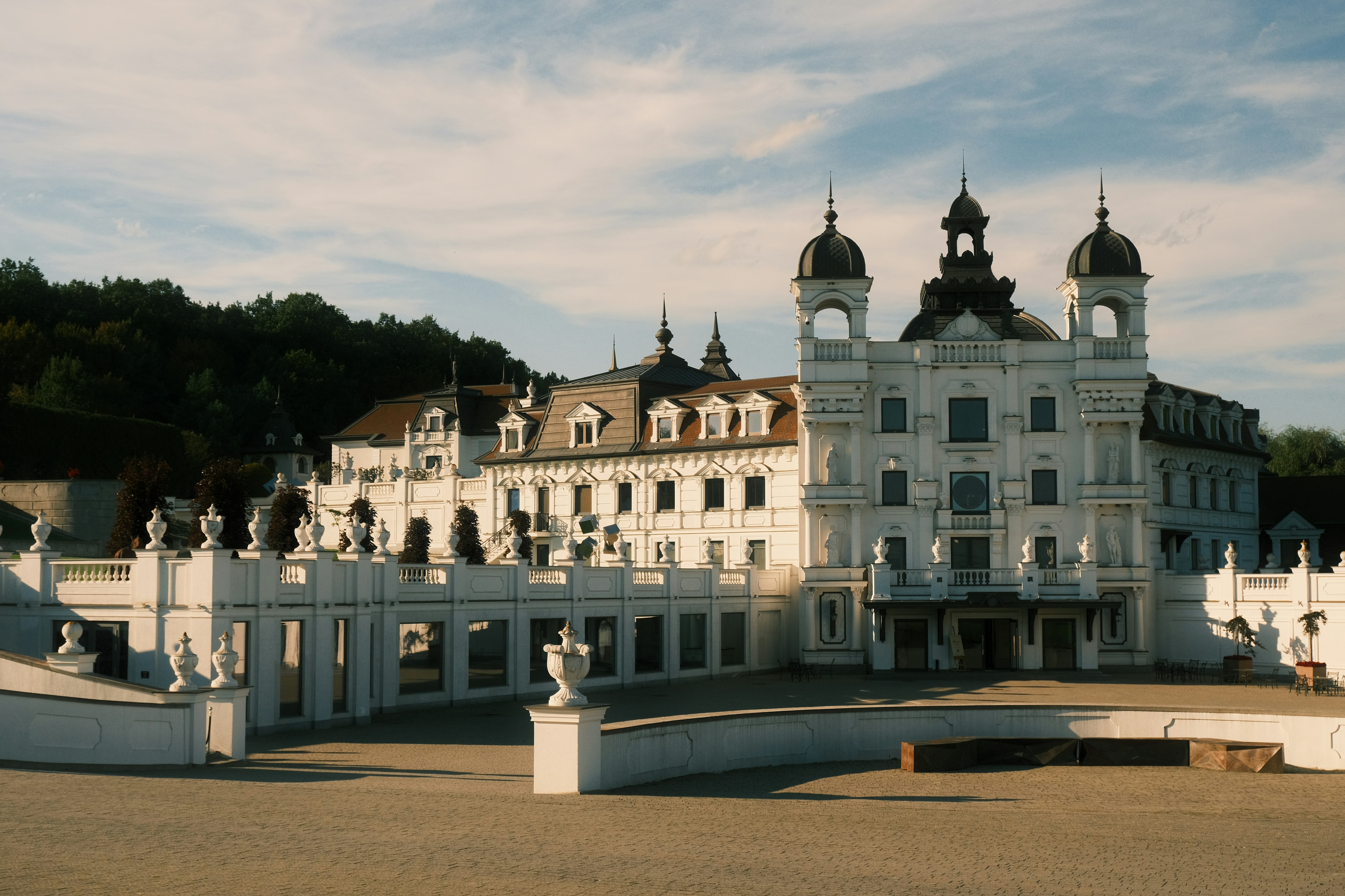 White Baroque Panorama: Symmetry and Steps at the Palace