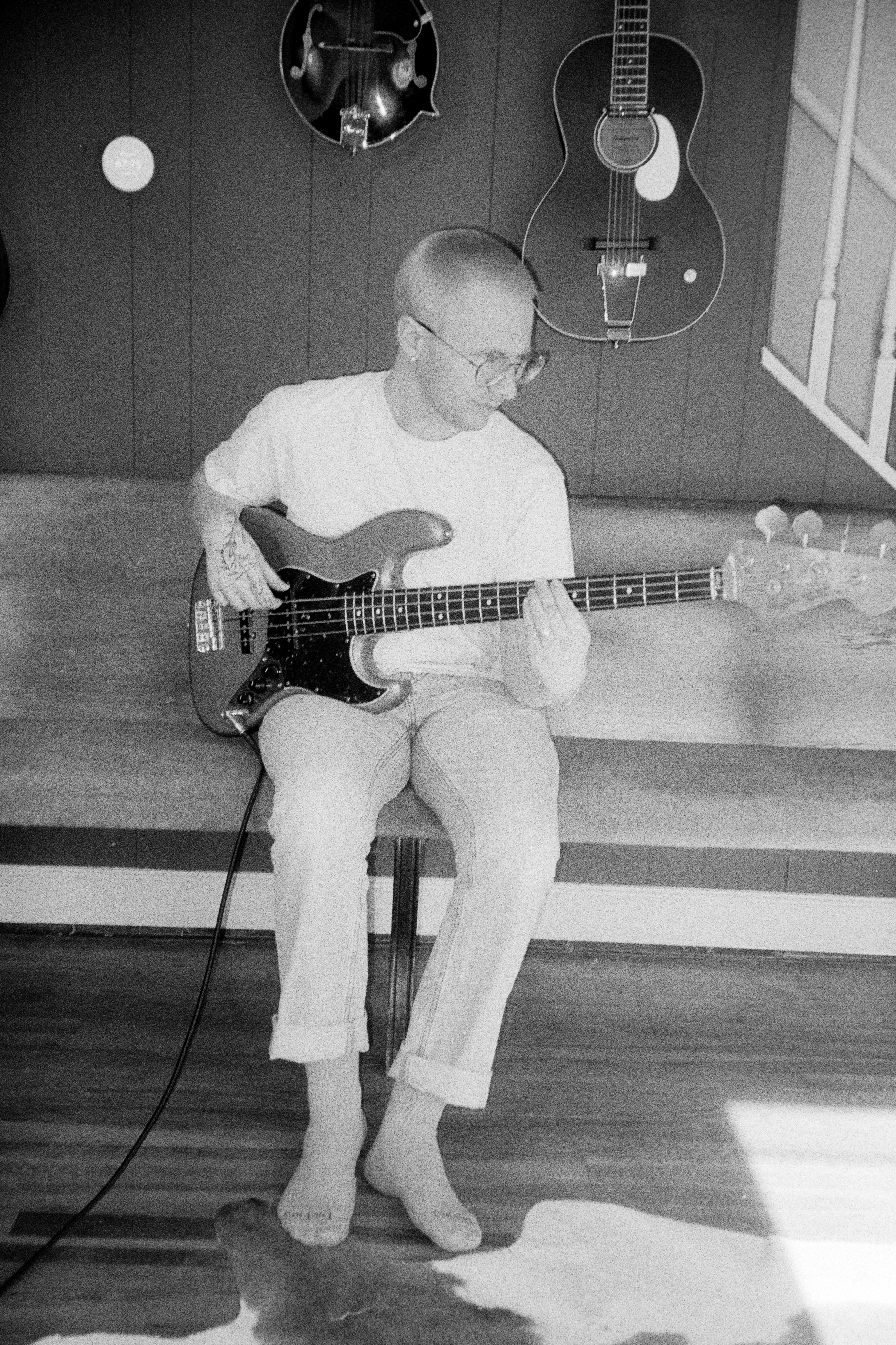Warm Jam Session: A Bassist in a Home Studio