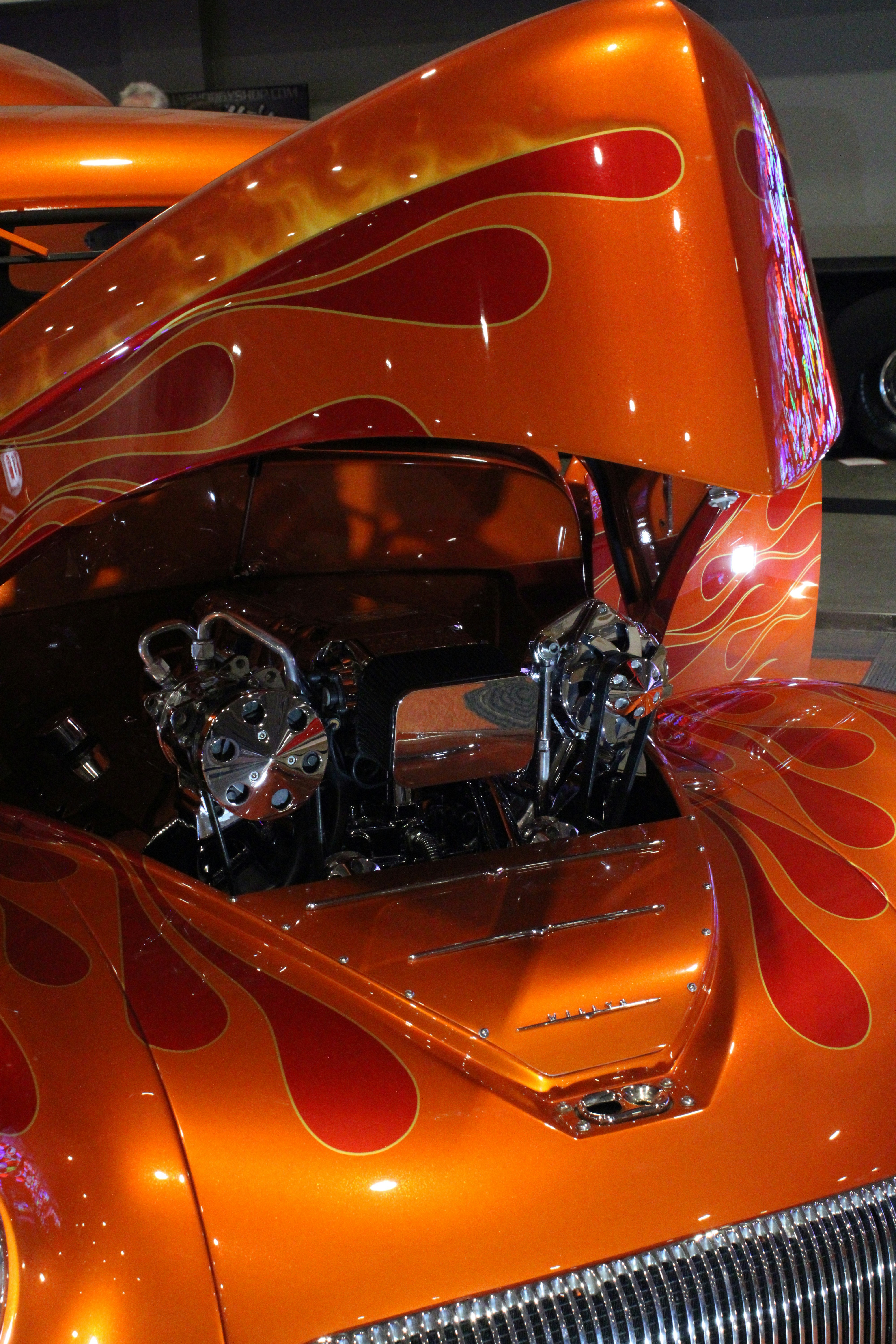 Chrome Flame: A Car Hot-Rrod with Orange Fire