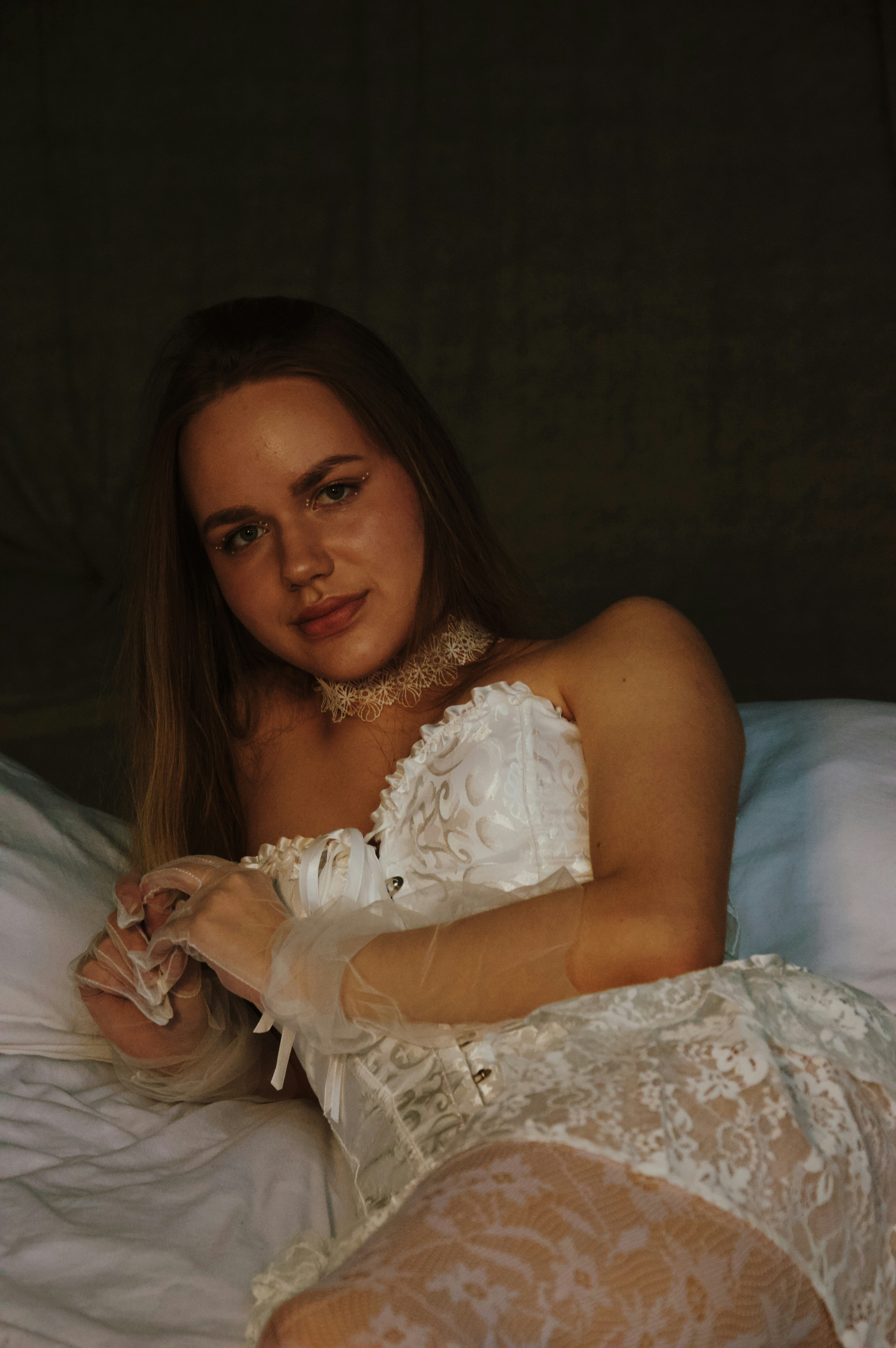 Whispered Velvet: Intimate Portrait in Lace