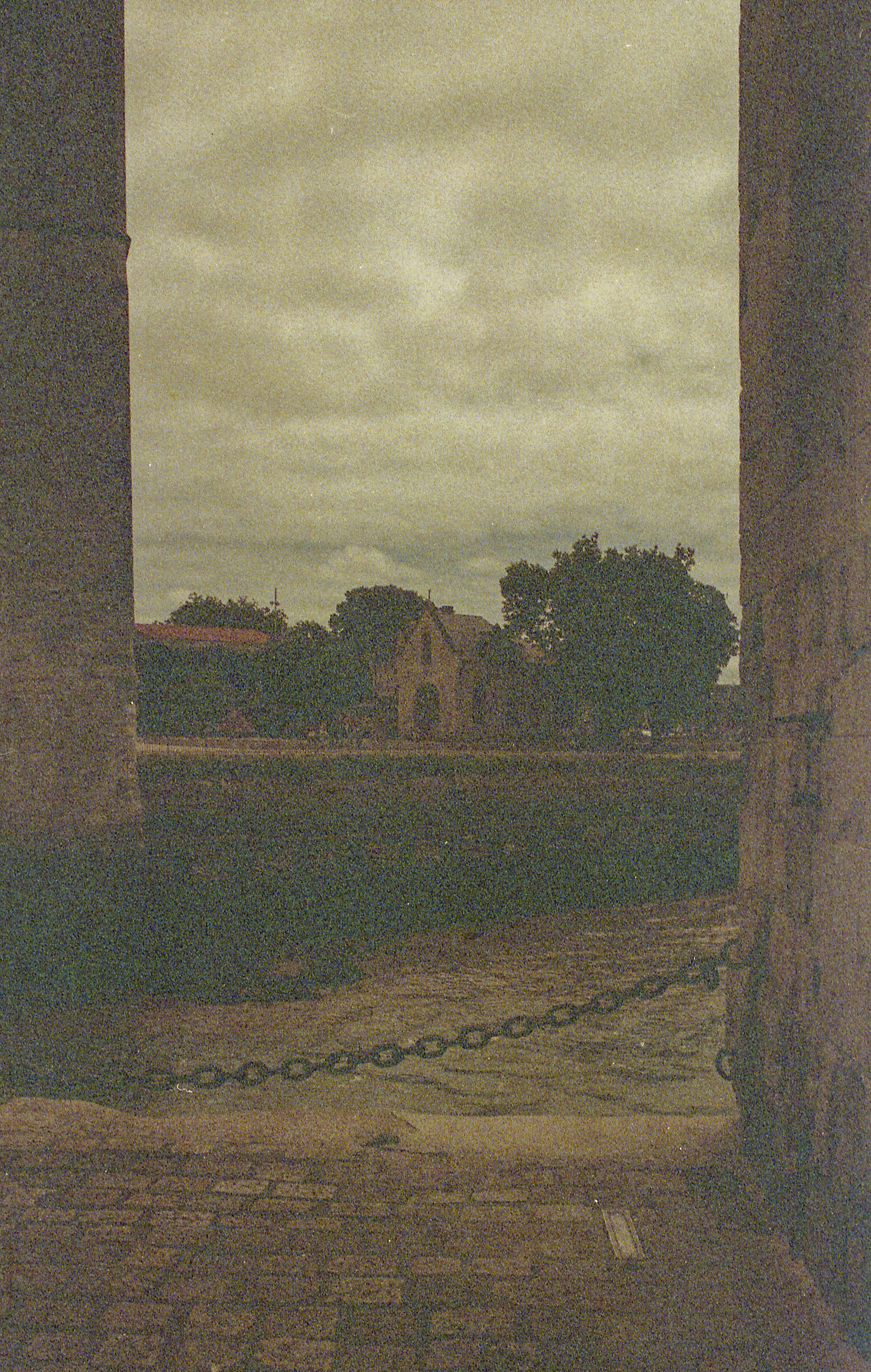 Stone structure with a chain in the foreground