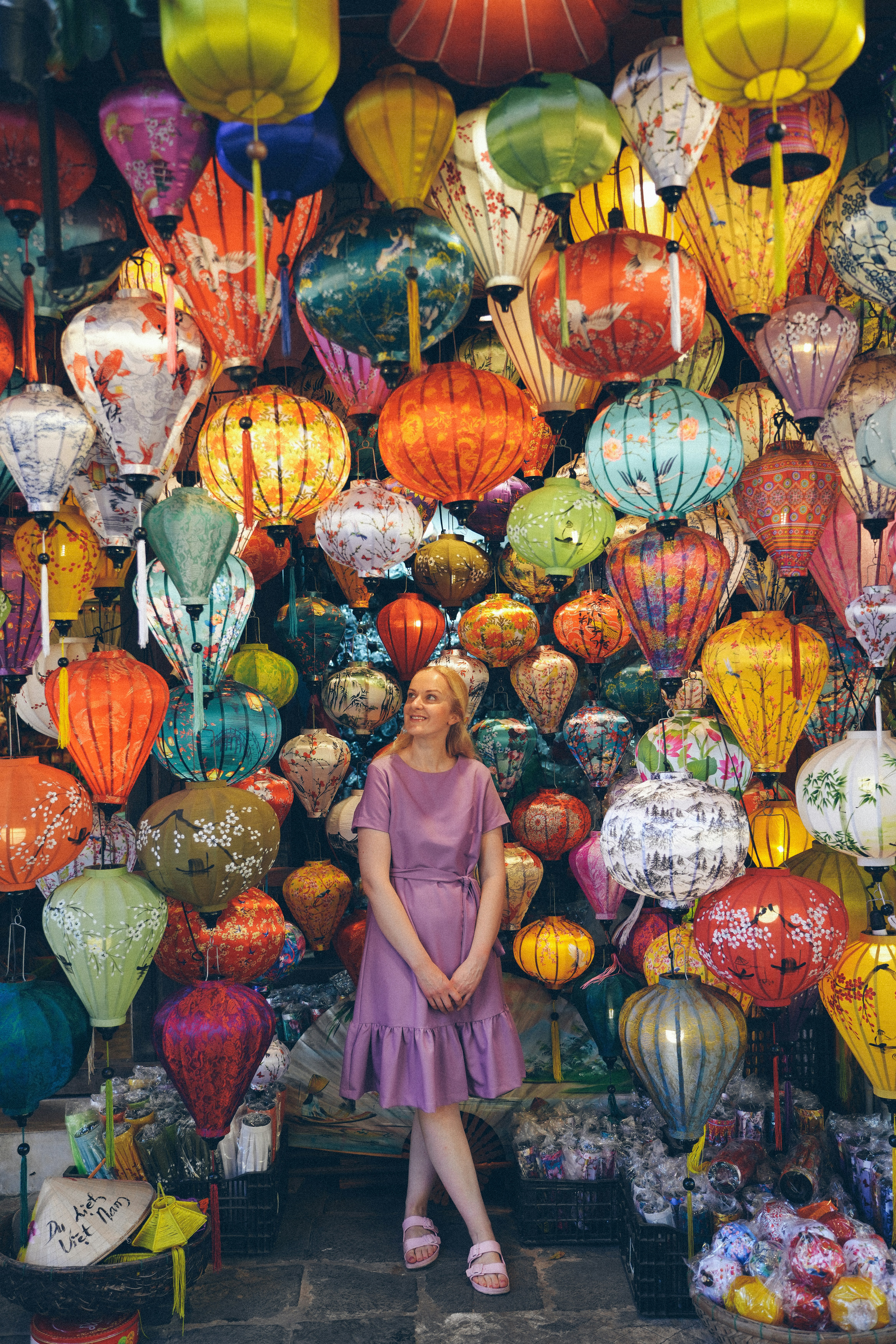 Lilac Dress Among a Sky of Lanterns