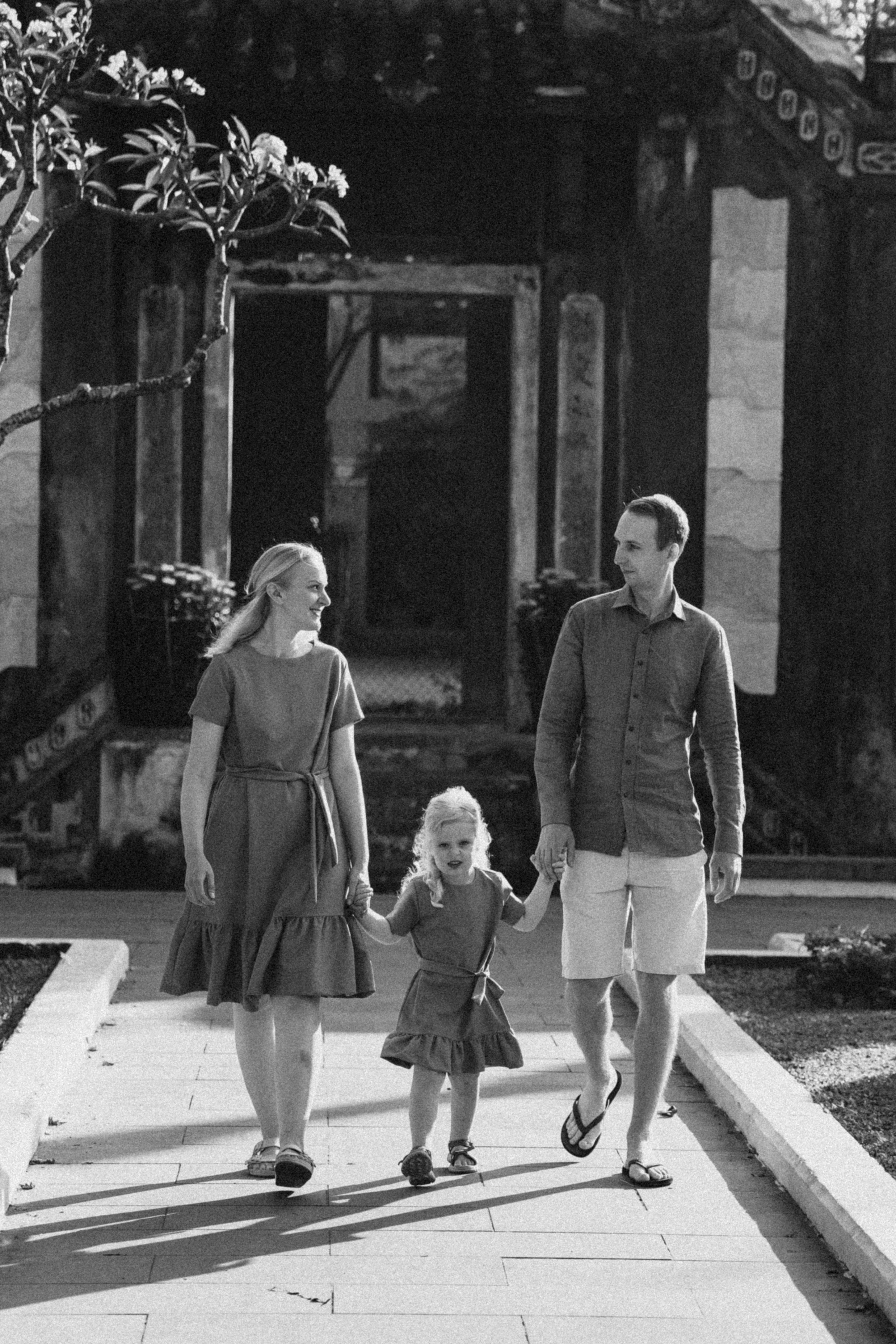 Family Stride: A Quiet Walk Through An Ancient Courtyard